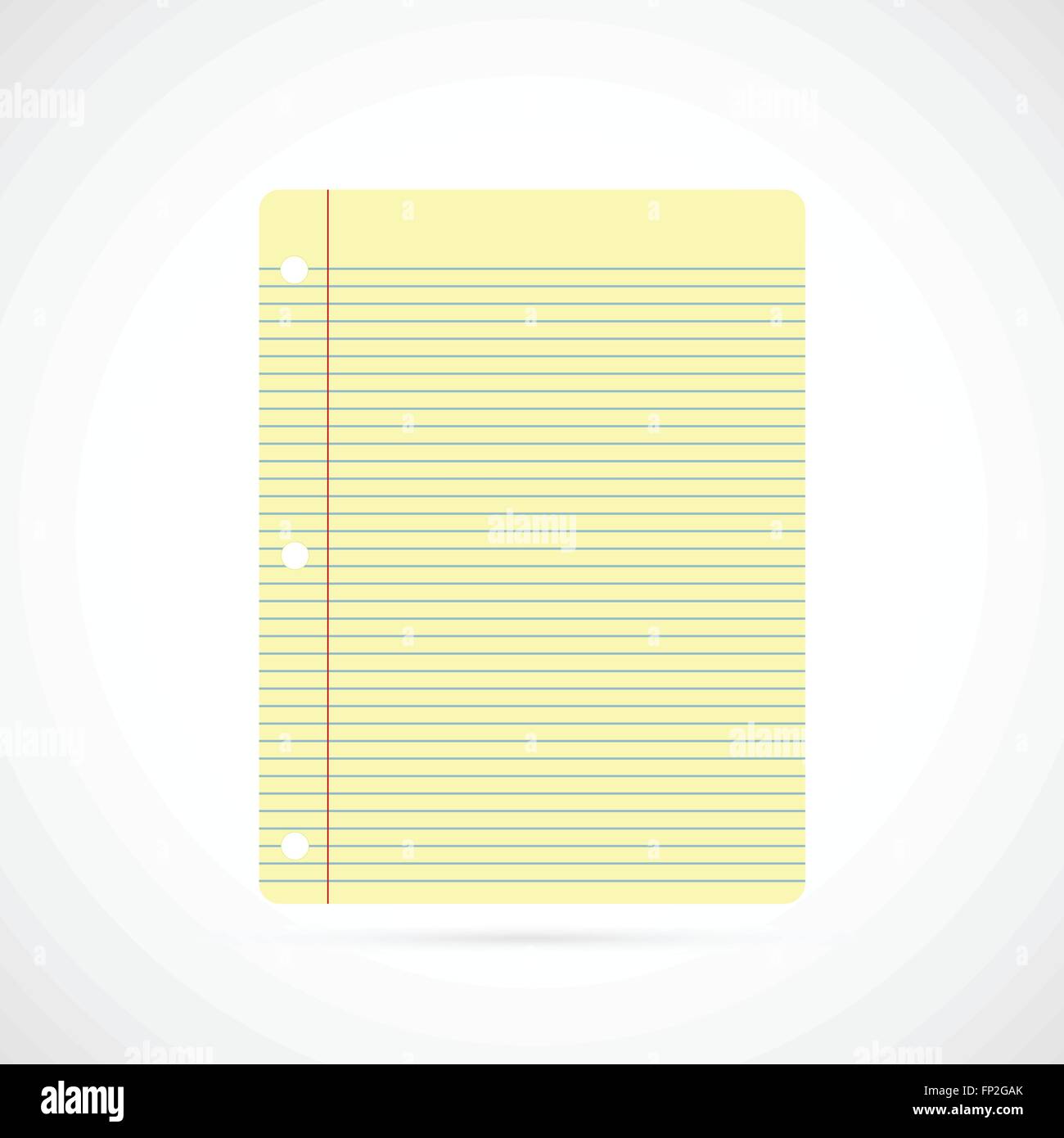 Illustration of colorful yellow notebook paper isolated on a white ...