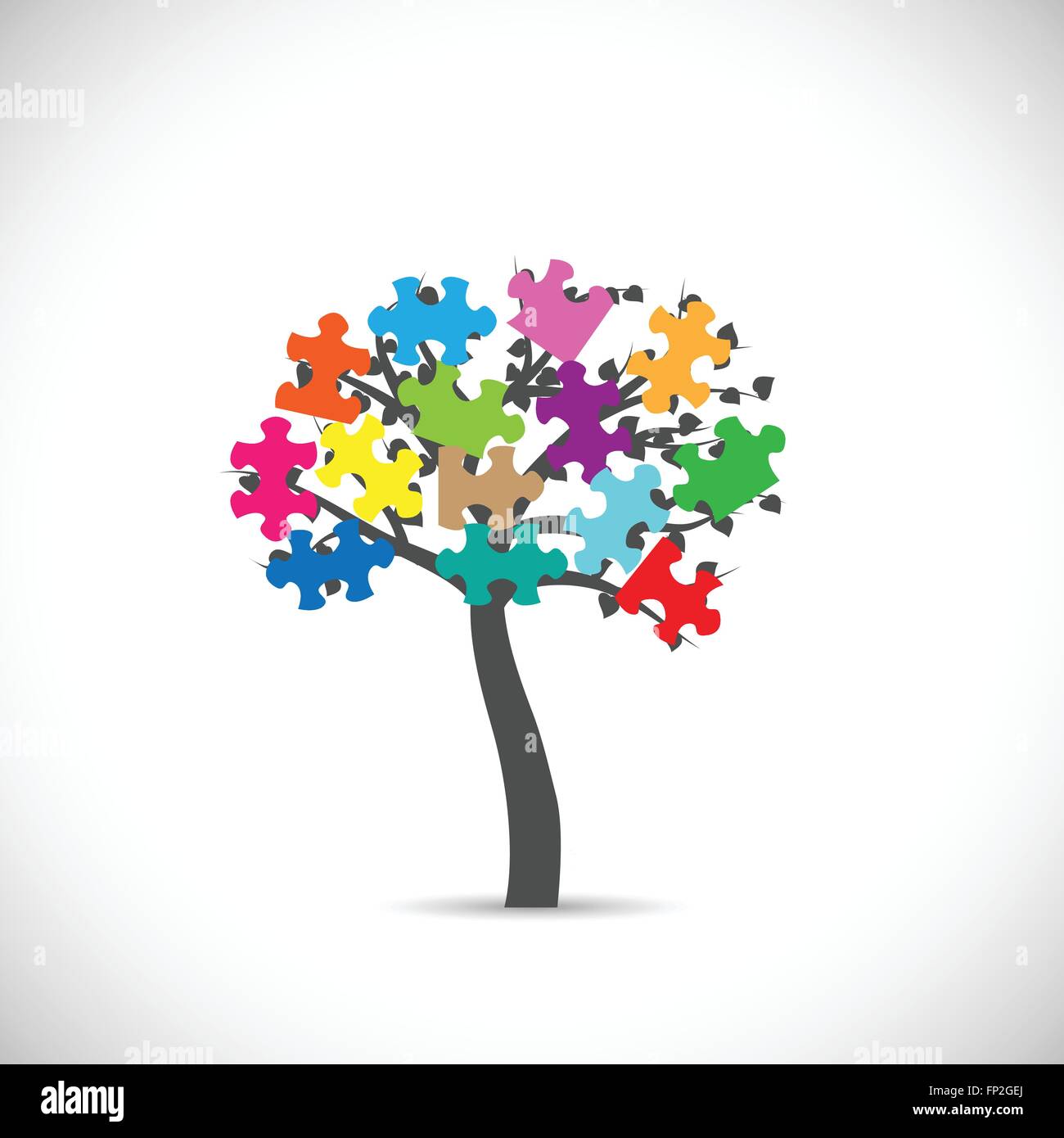 Illustration of an abstract puzzle tree isolated on a white background ...