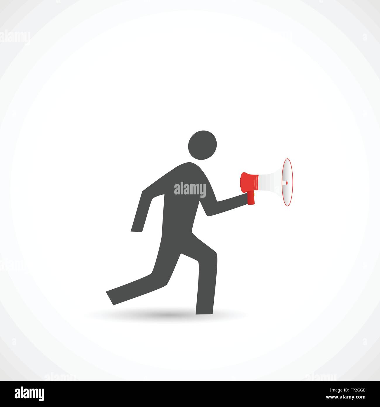 Illustration of a running figure with a megaphone isolated on a white ...