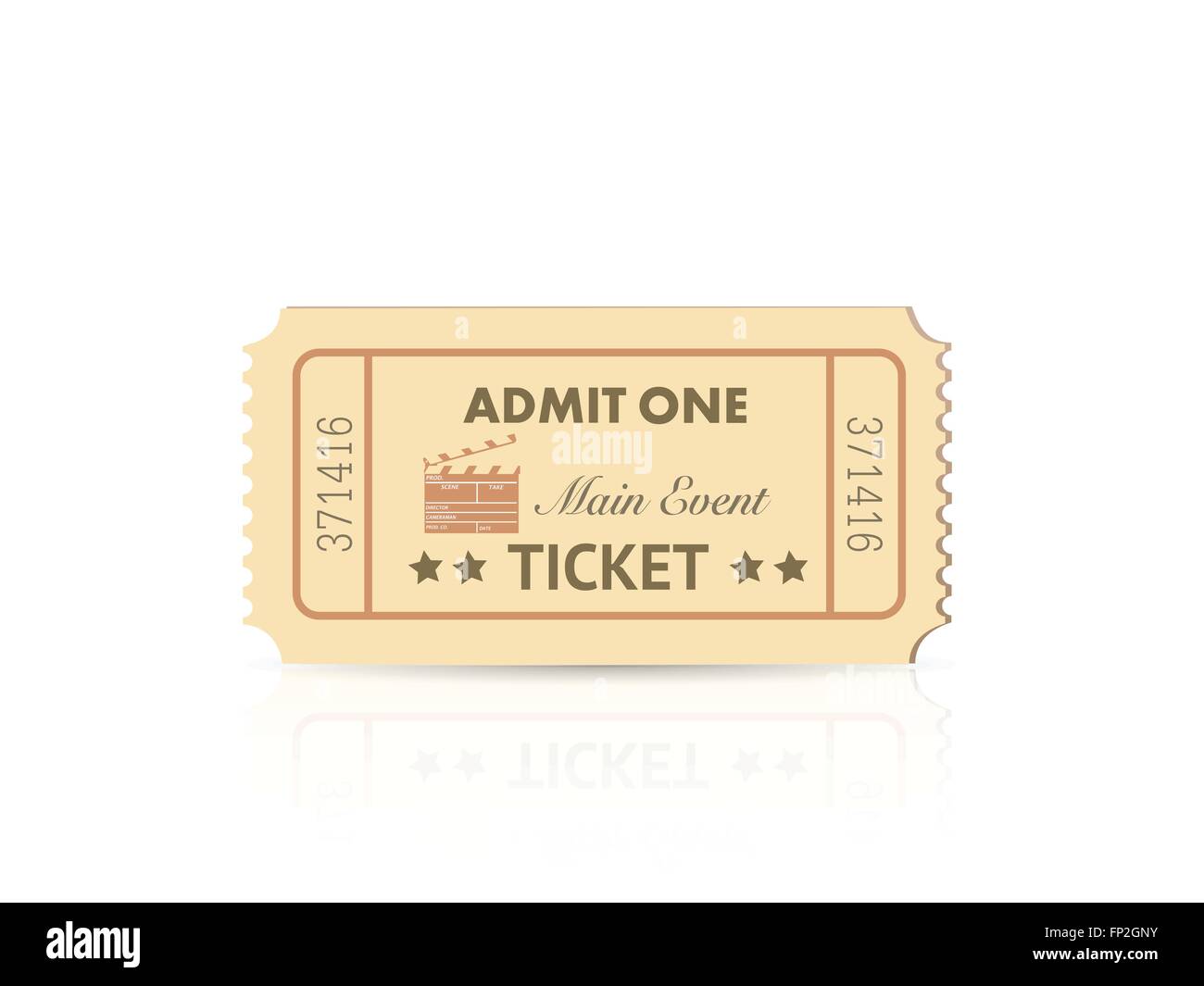 Illustration of a colorful admit one ticket isolated on a white ...