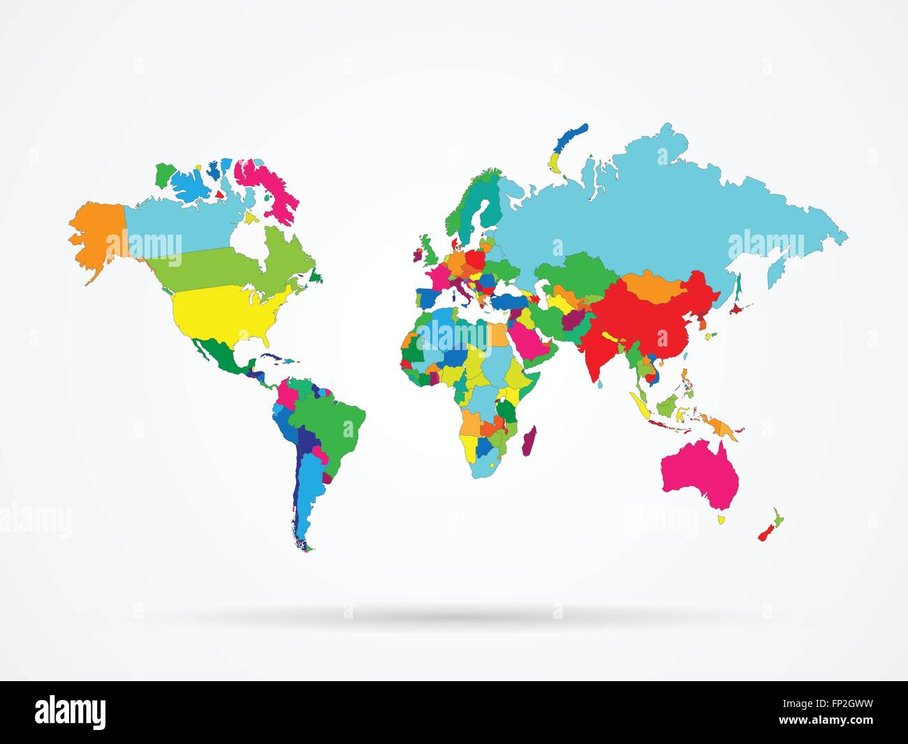 Illustration of a colorful world map isolated on a white background ...