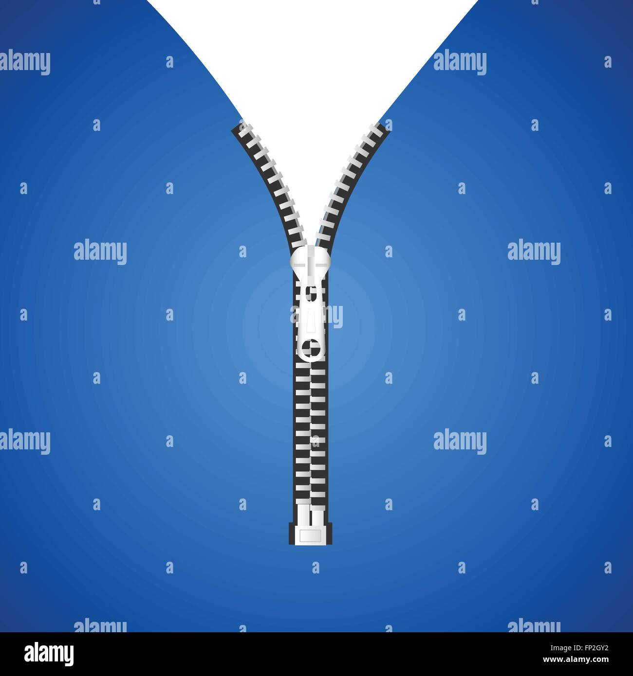 Illustration of an open zipper on denim material Stock Vector Image ...