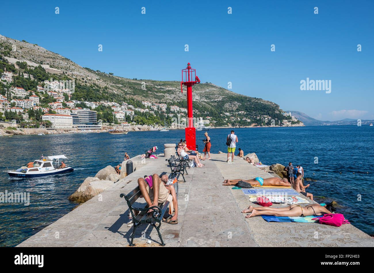 Porporela pier and breakwater in the Old Town Harbour in Dubrovnik city ...