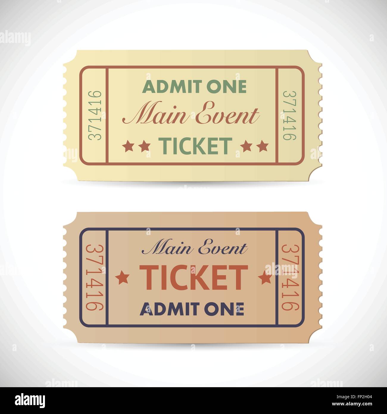 Illustration of a vintage Admit One tickets isolated on a white ...