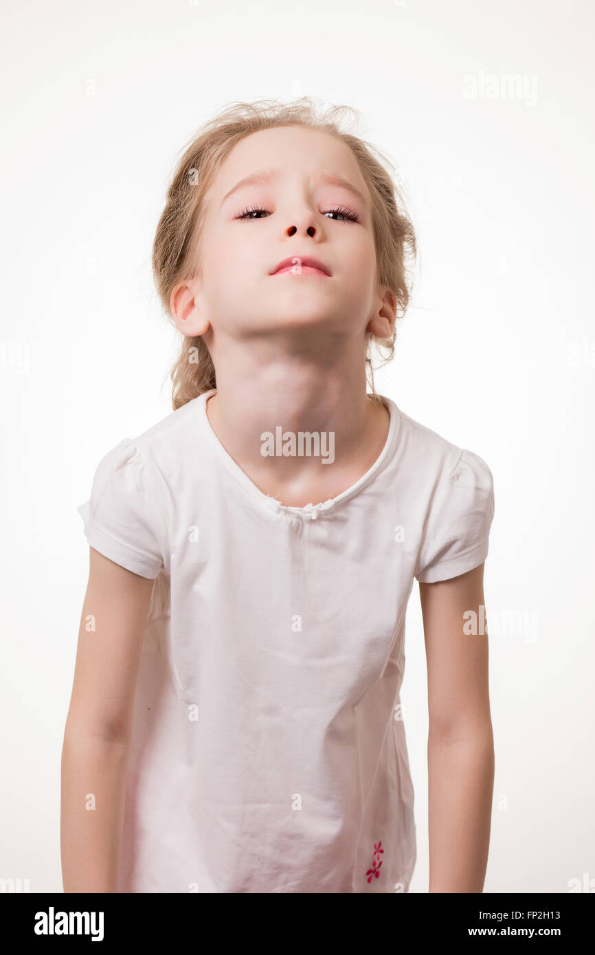 Young girl very frustrated isolated on white background Stock Photo - Alamy