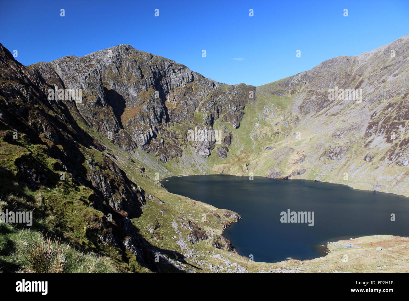 Lake cau and craig cau ridge on Cadair Idris mountain Wales Stock Photo ...