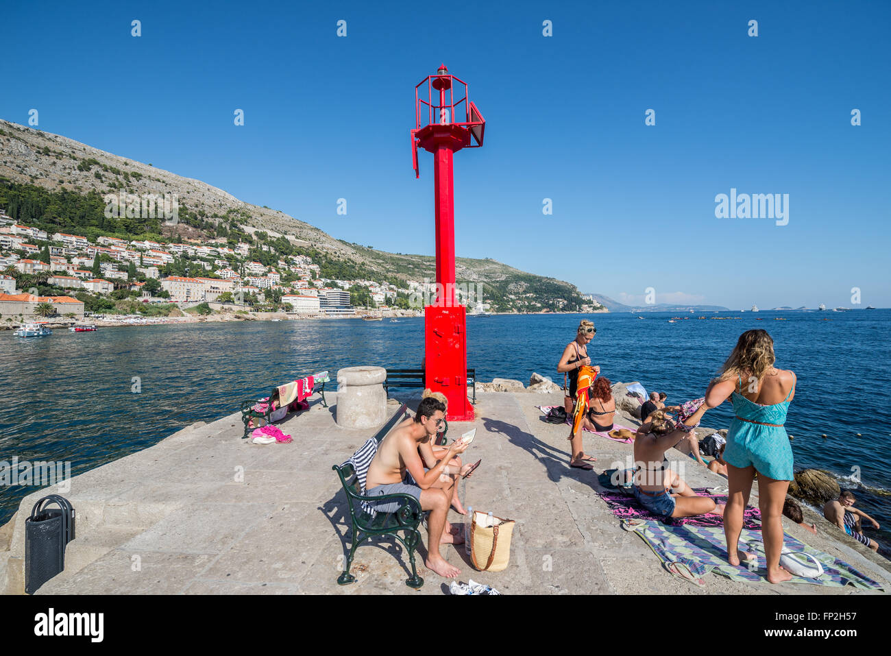 Porporela pier and breakwater in the Old Town Harbour in Dubrovnik city ...