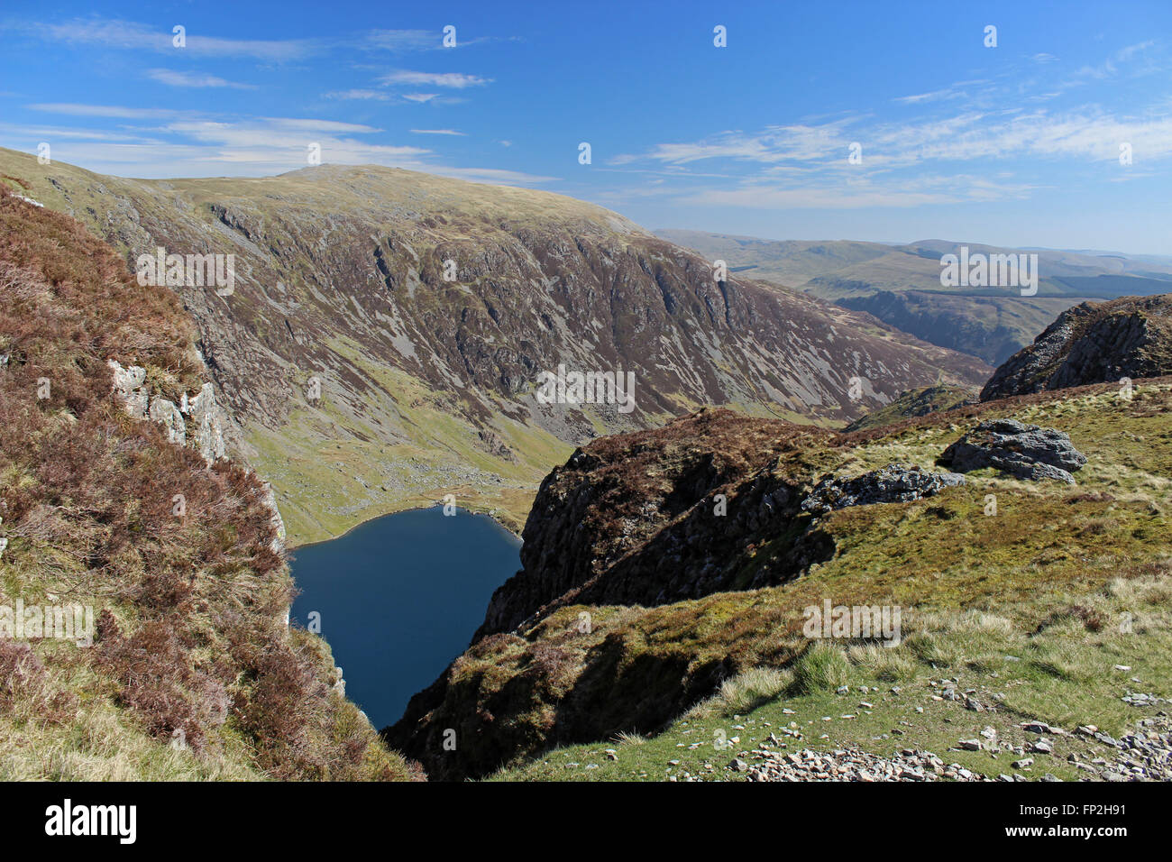 Lake cau and craig cau ridge on Cadair Idris mountain Wales Stock Photo ...
