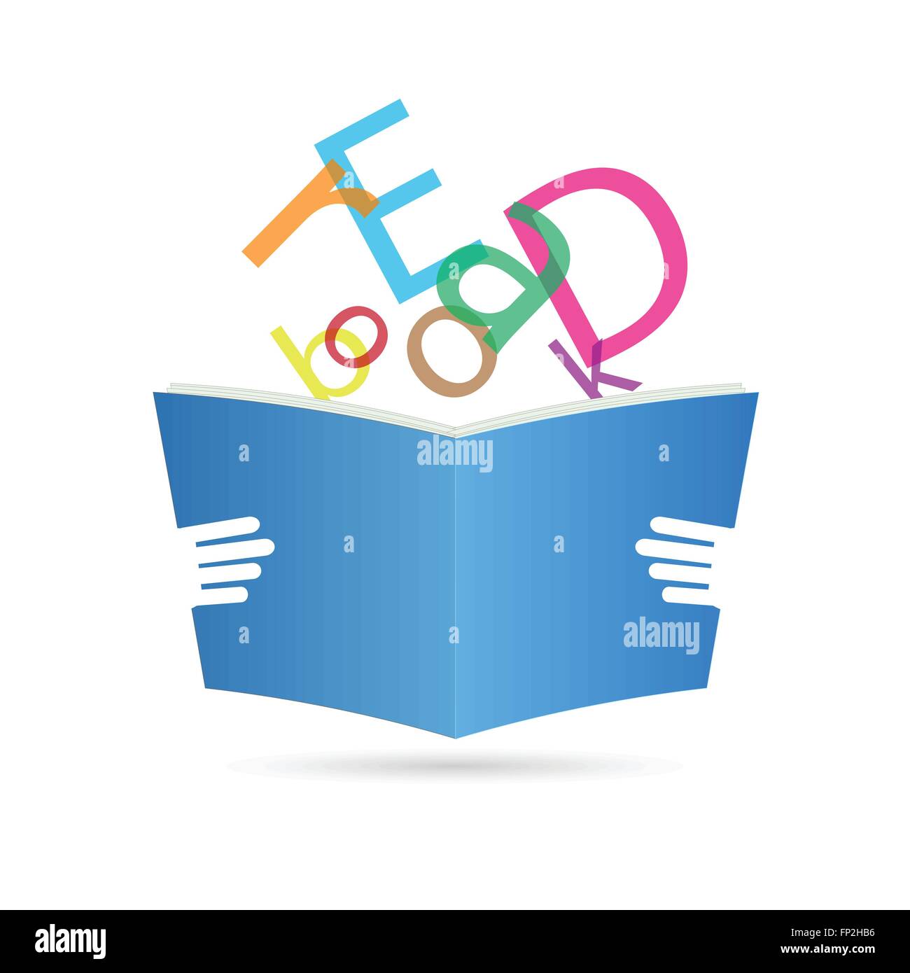 Illustration of a book with letters isolated on a white background ...