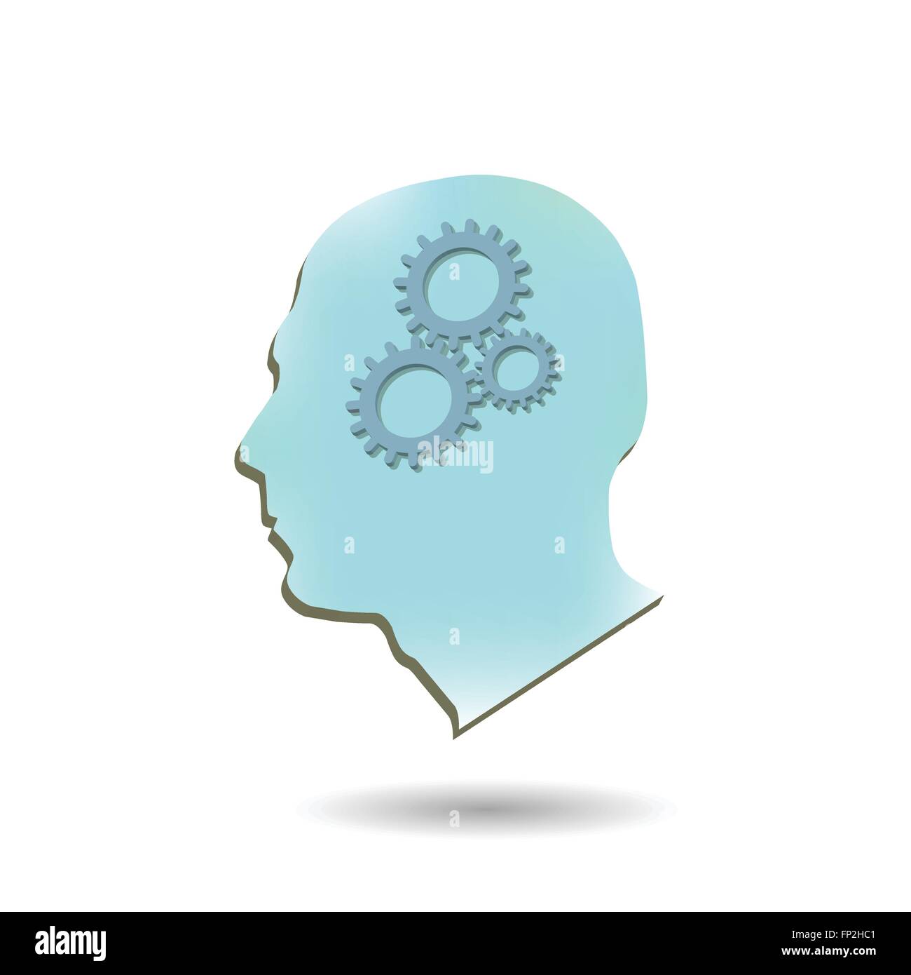 Illustration of gears inside of a head isolated on a white background ...