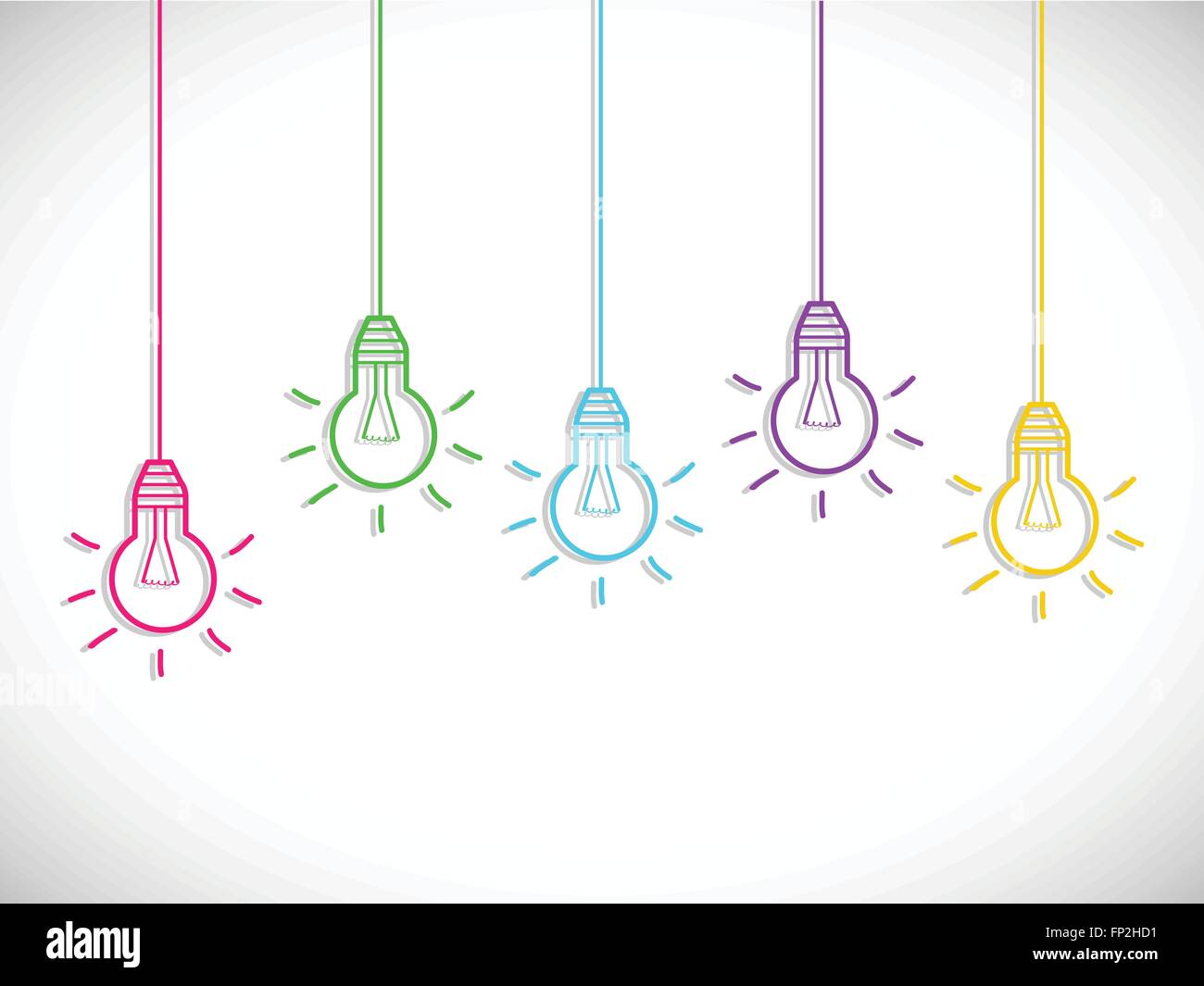 Illustration of colorful light bulbs hanging isolated on a white ...