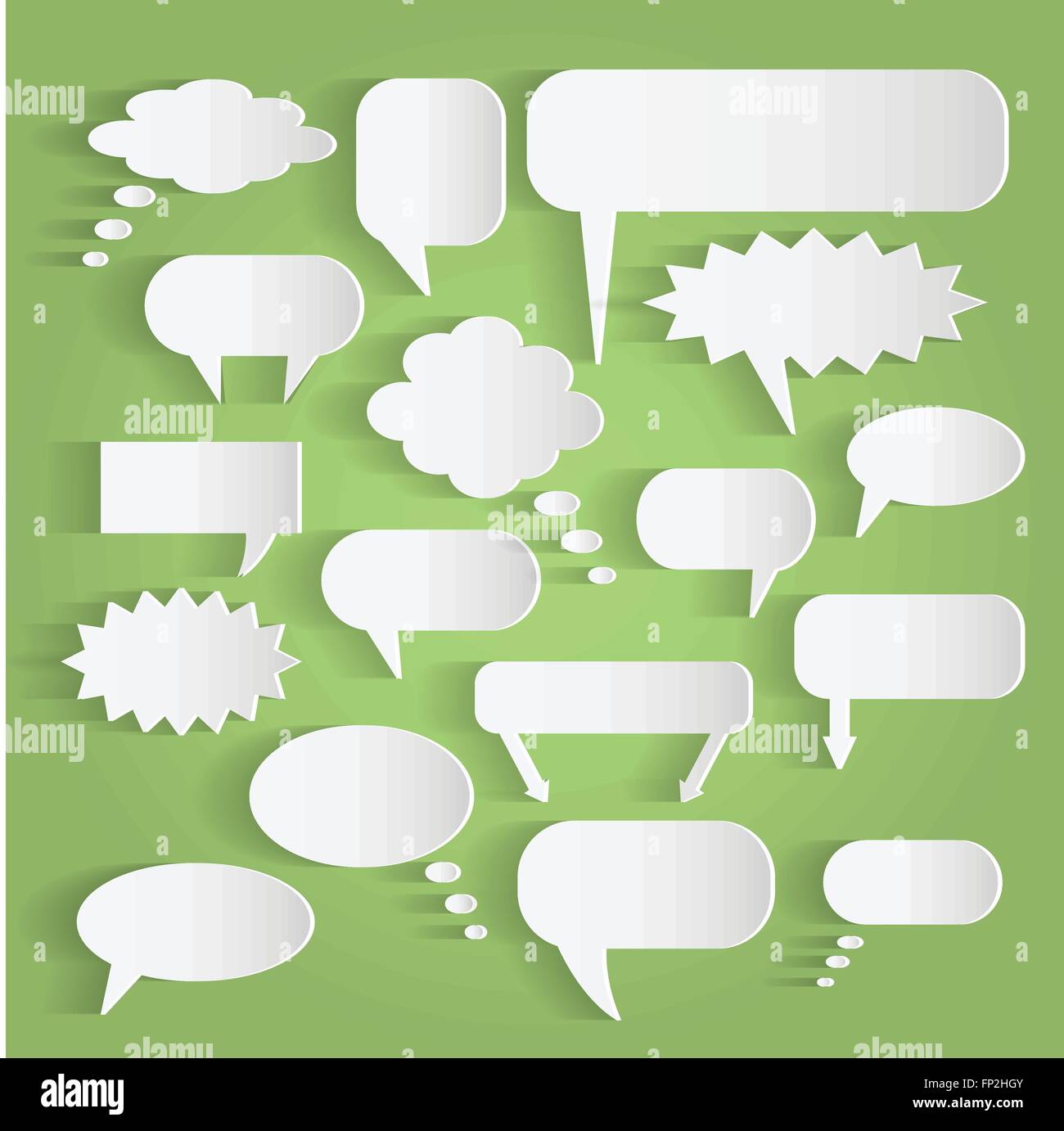 Illustration of various paper chat bubbles against a colorful ...