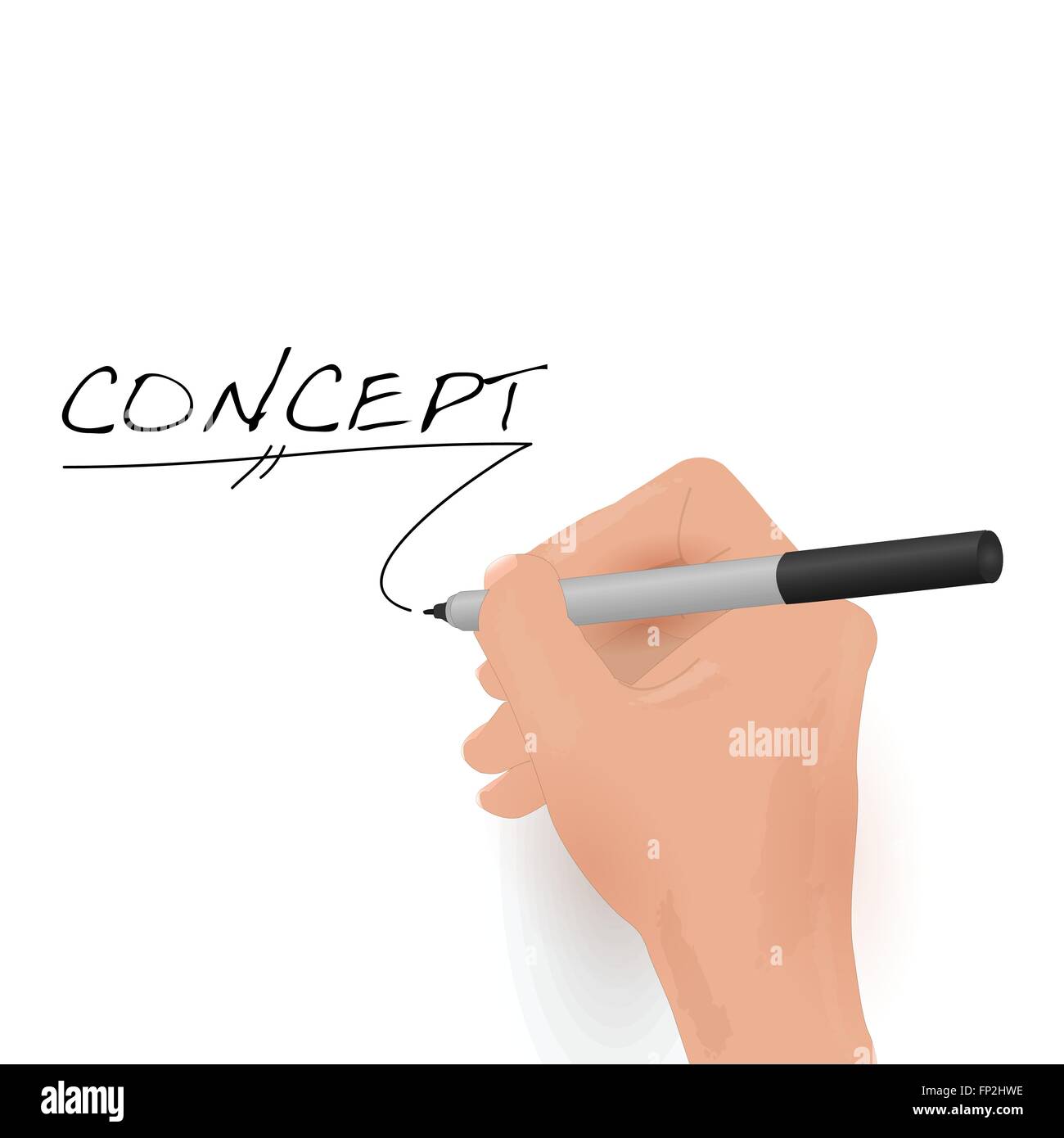 Image of a hand writing the word vector isolated on a white background ...