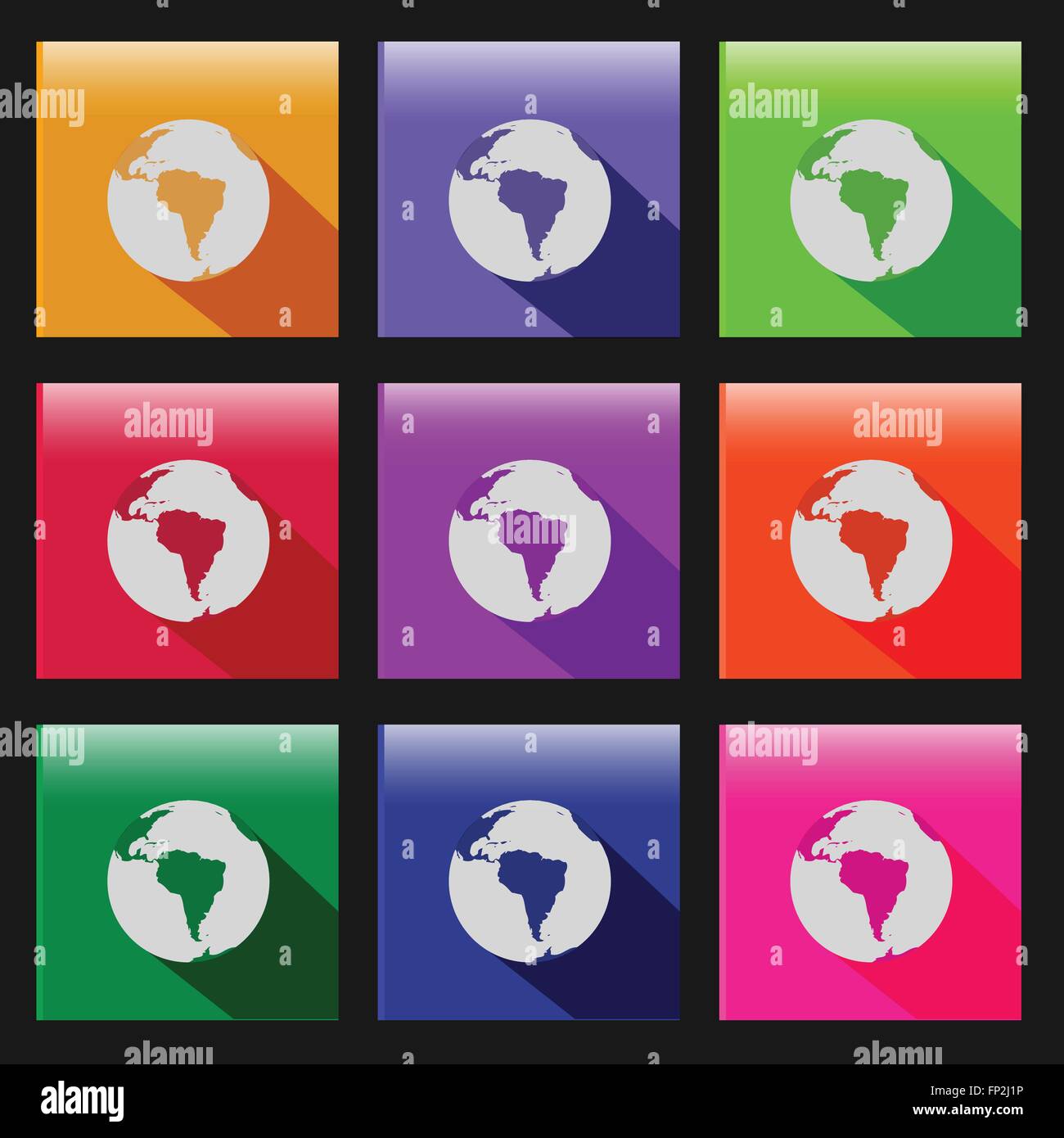 Illustration of various colorful earth web icons Stock Vector Image ...