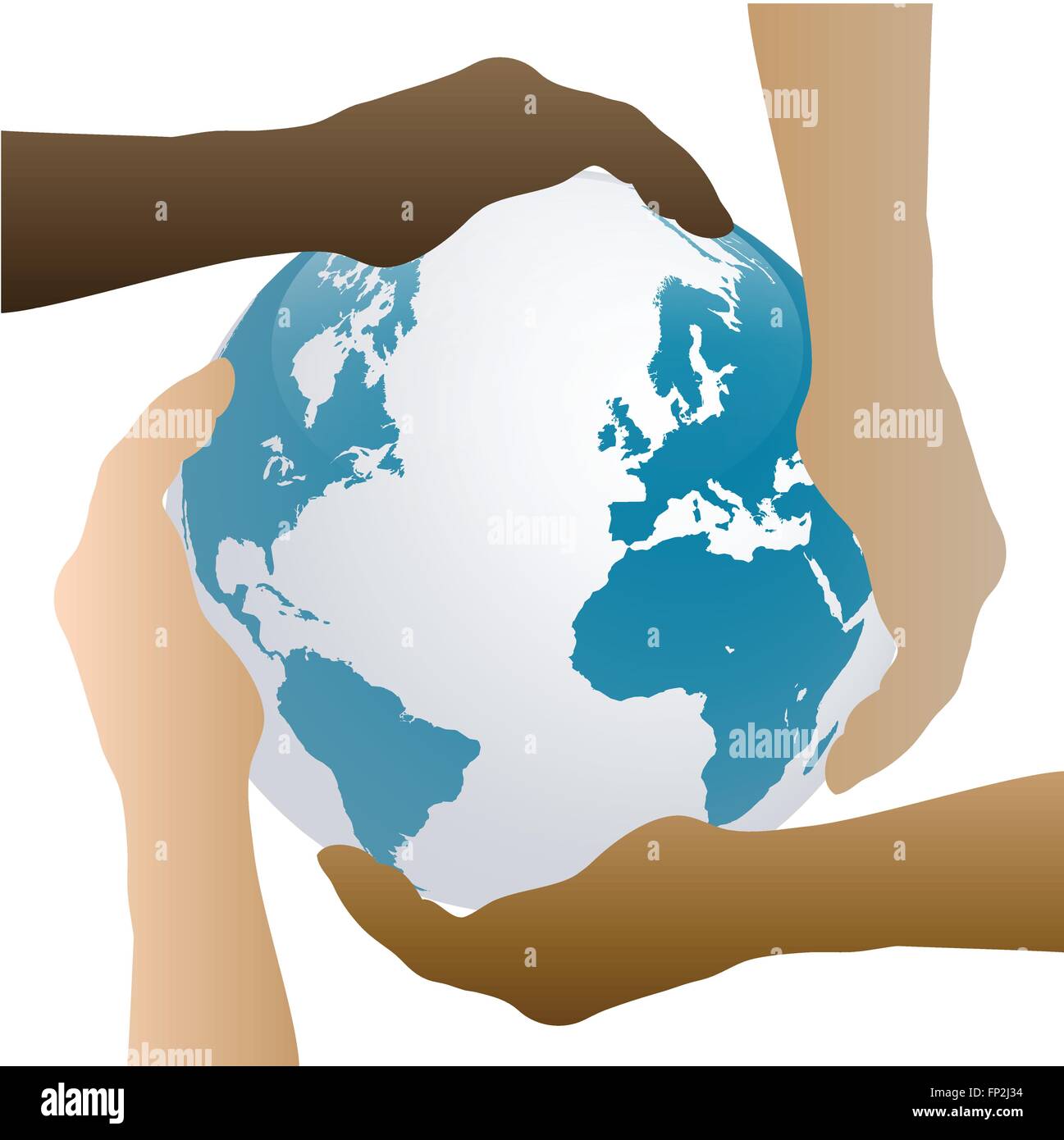 Image of the earth being held by hands isolated on a white background ...