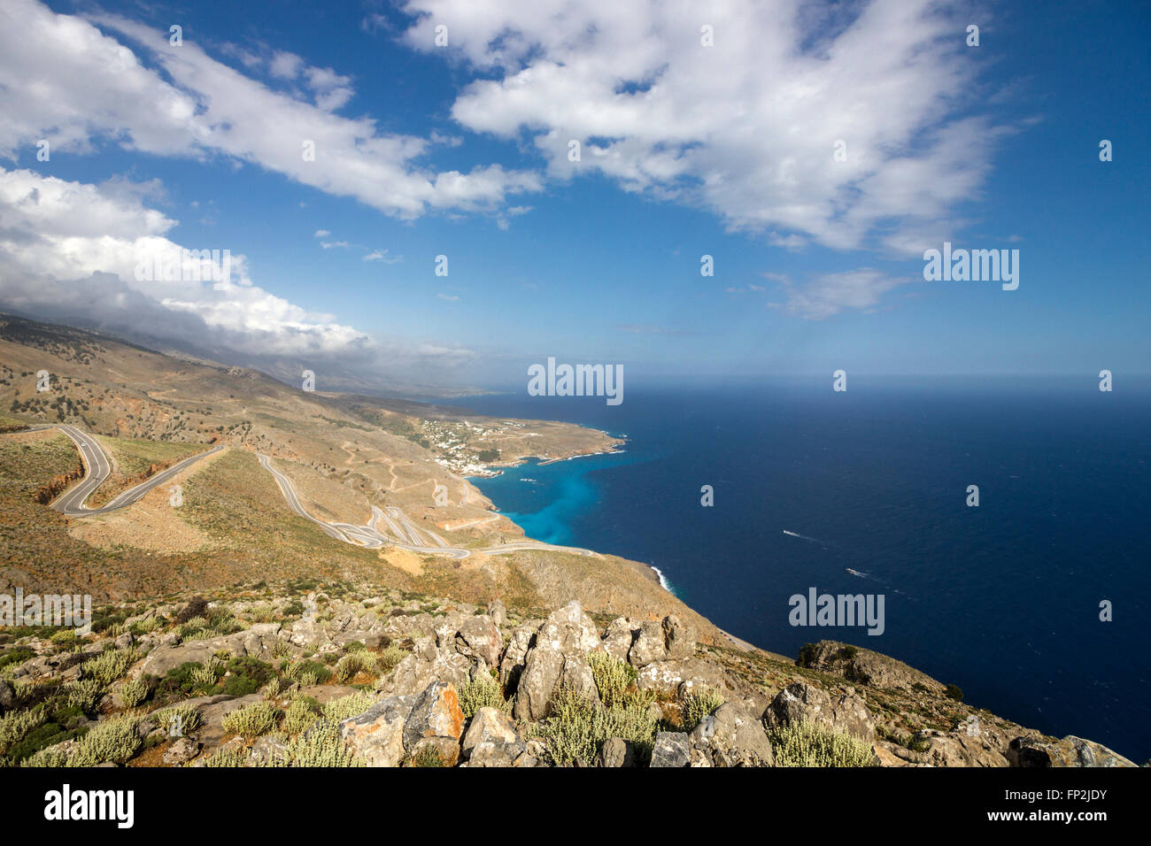 Panoramic view of the region of Sfakia, in southern Crete island ...