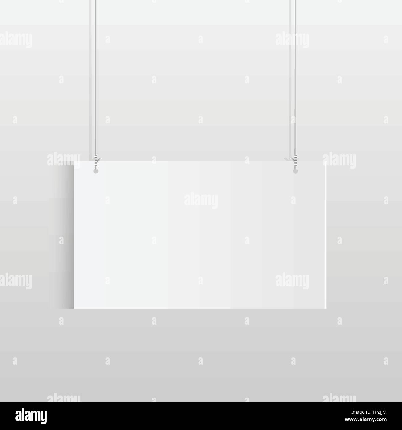 Illustration of a white hanging sign isolated on a light background ...