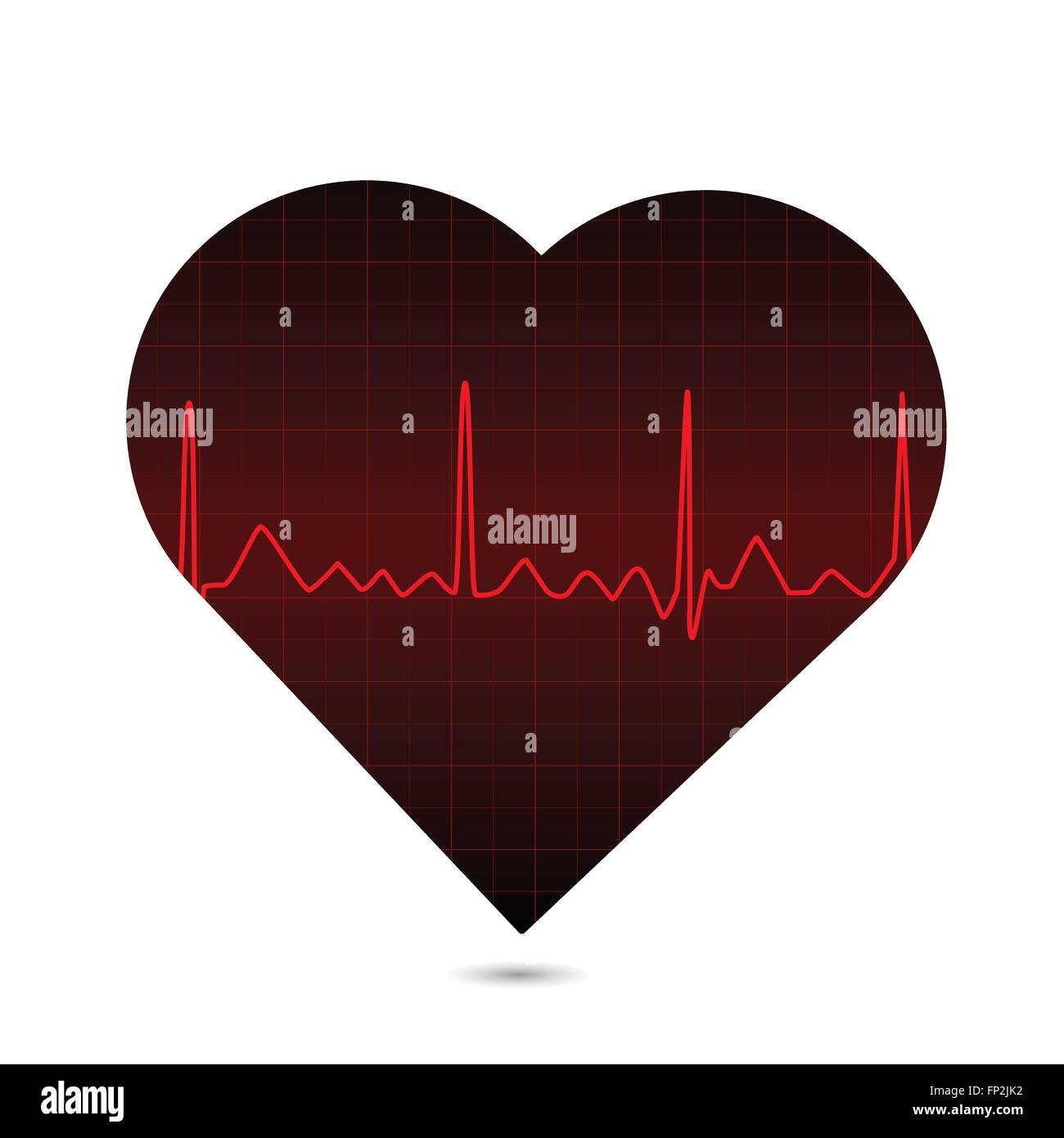 Illustration of a heart with an ECG monitor isolated on a white ...