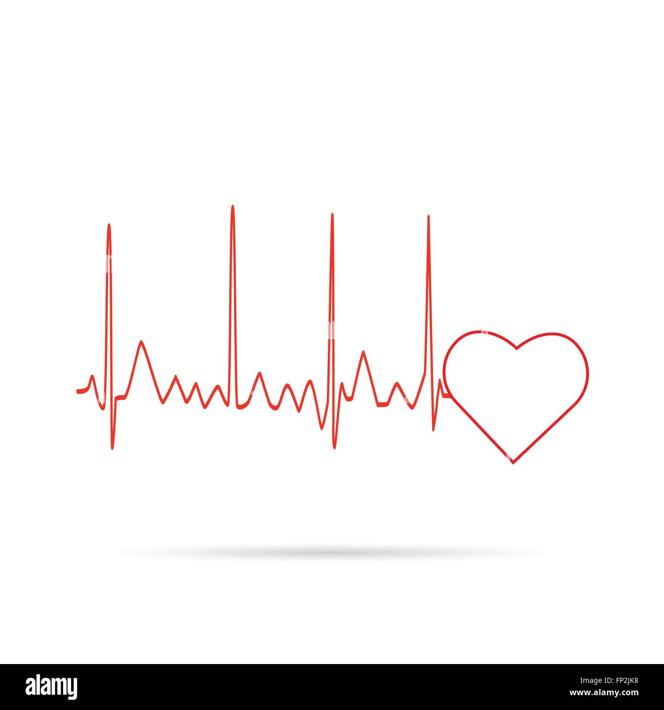 Illustration of an electrocardiogram wave and heart isolated on a white ...