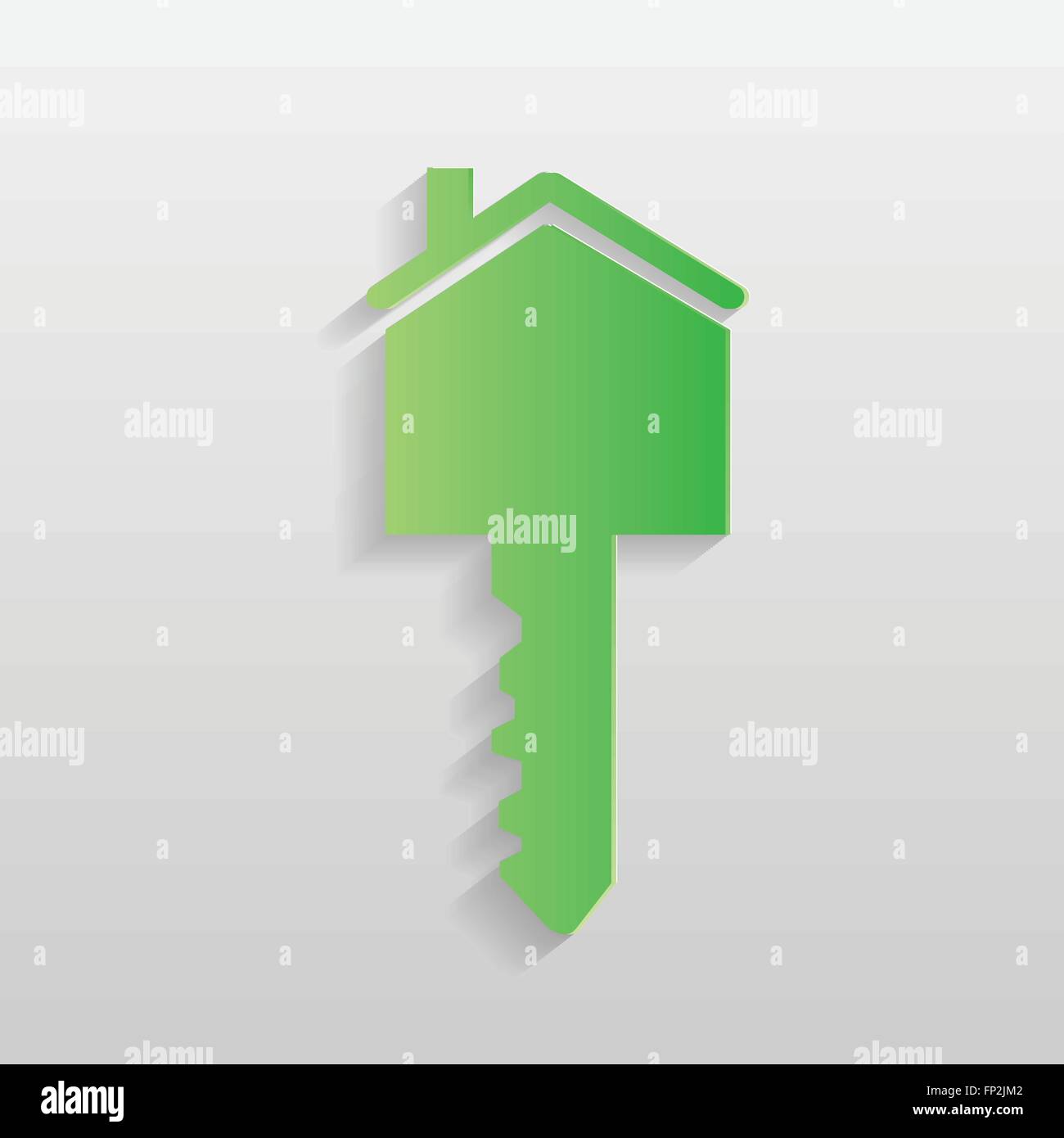 Illustration of a green house key isolated on a light background Stock ...