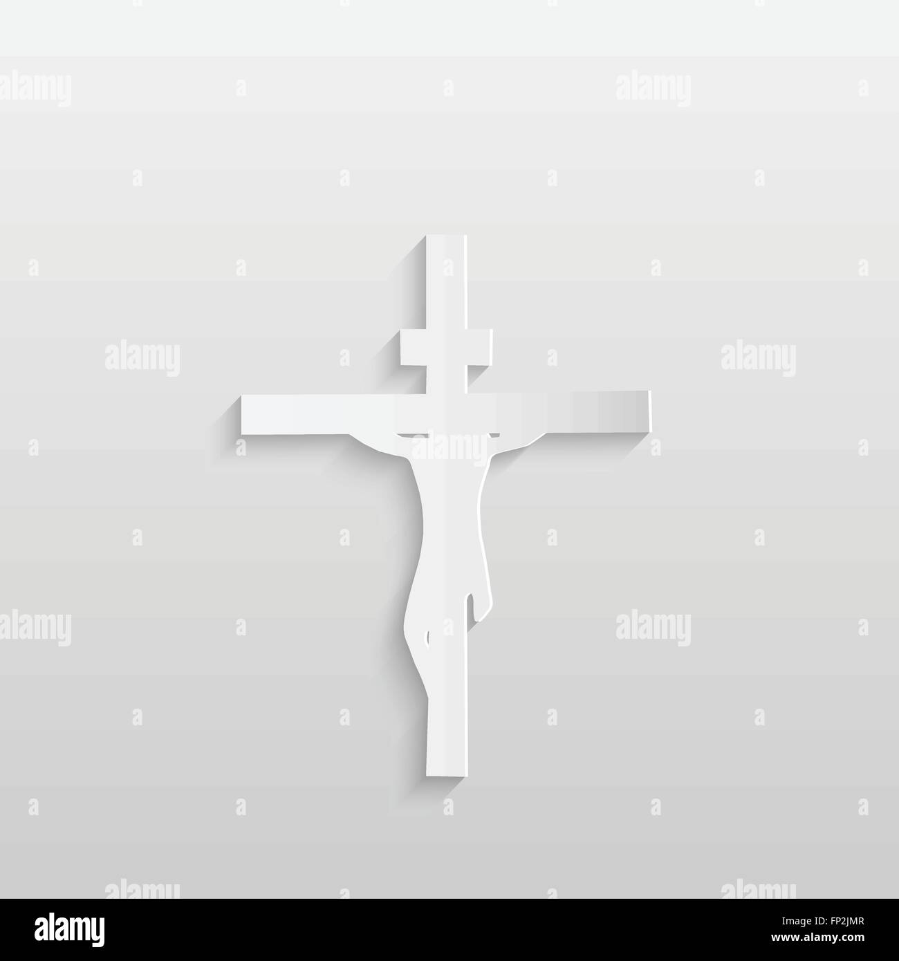 Paper silhouette illustration of Jesus on a cross isolated on a white ...