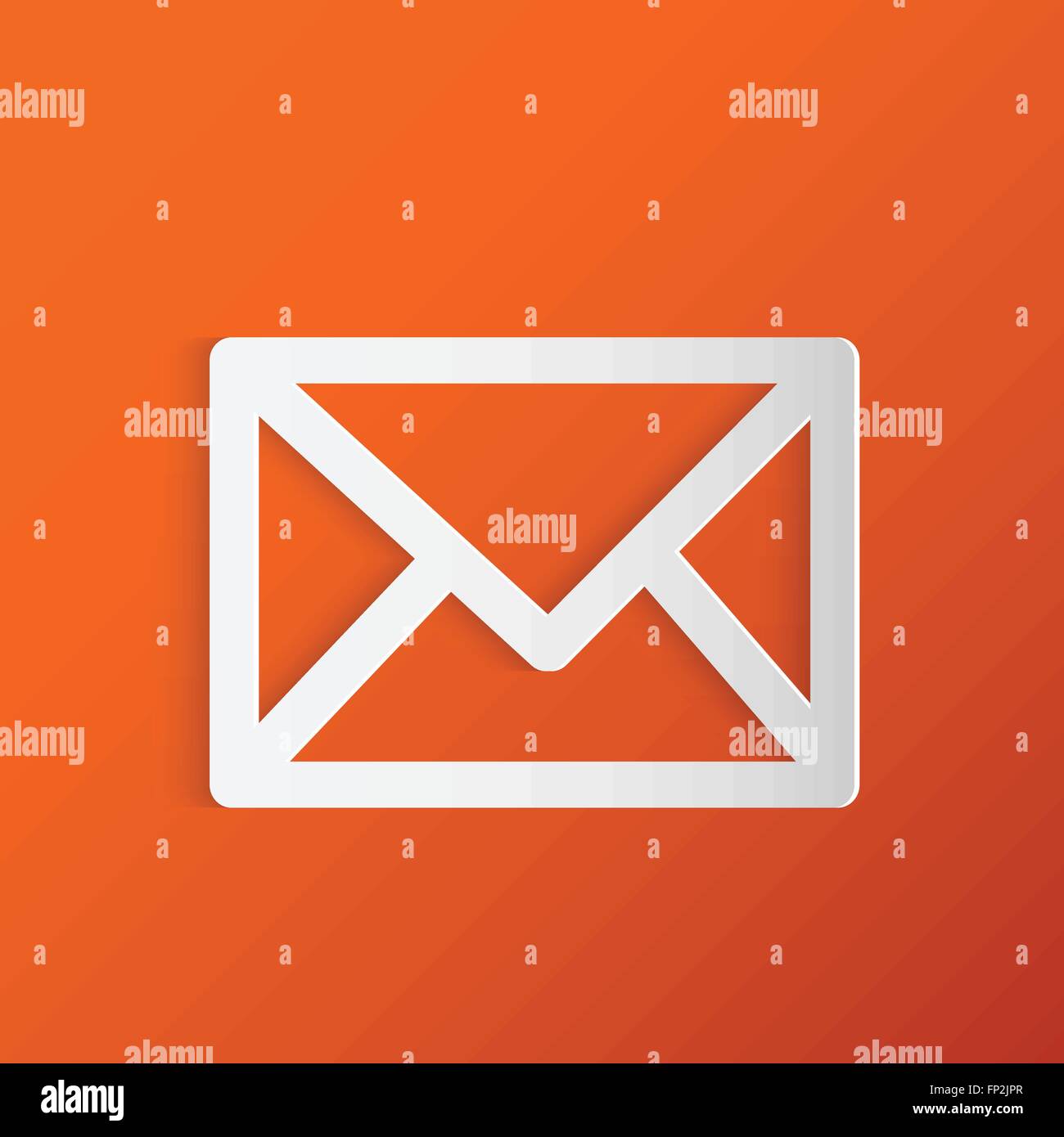 Illustration of a paper mail icon isolated on a colorful orange ...