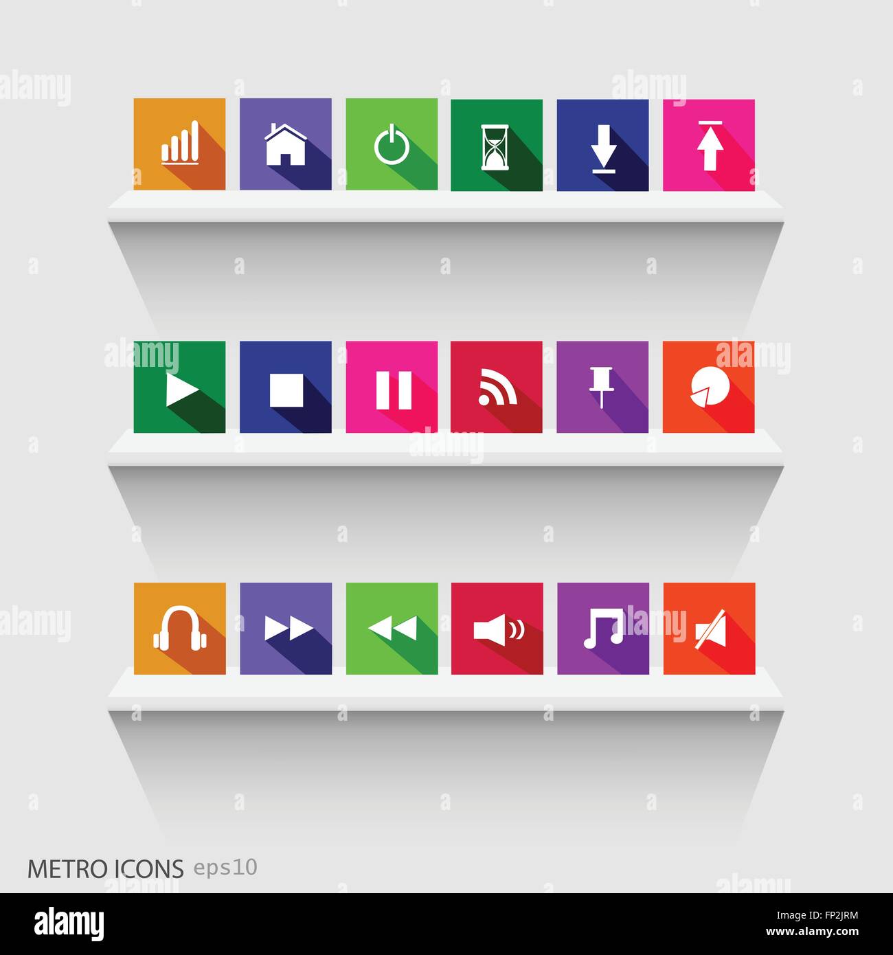 Illustration of colorful metro icons on shelves Stock Vector Image ...