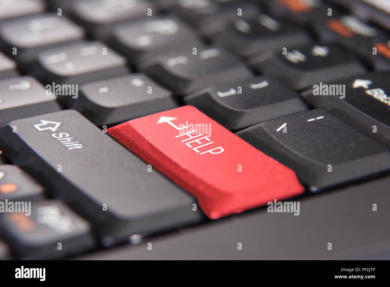 Close Up of Red Help Key Button on Keyboard Stock Photo - Alamy