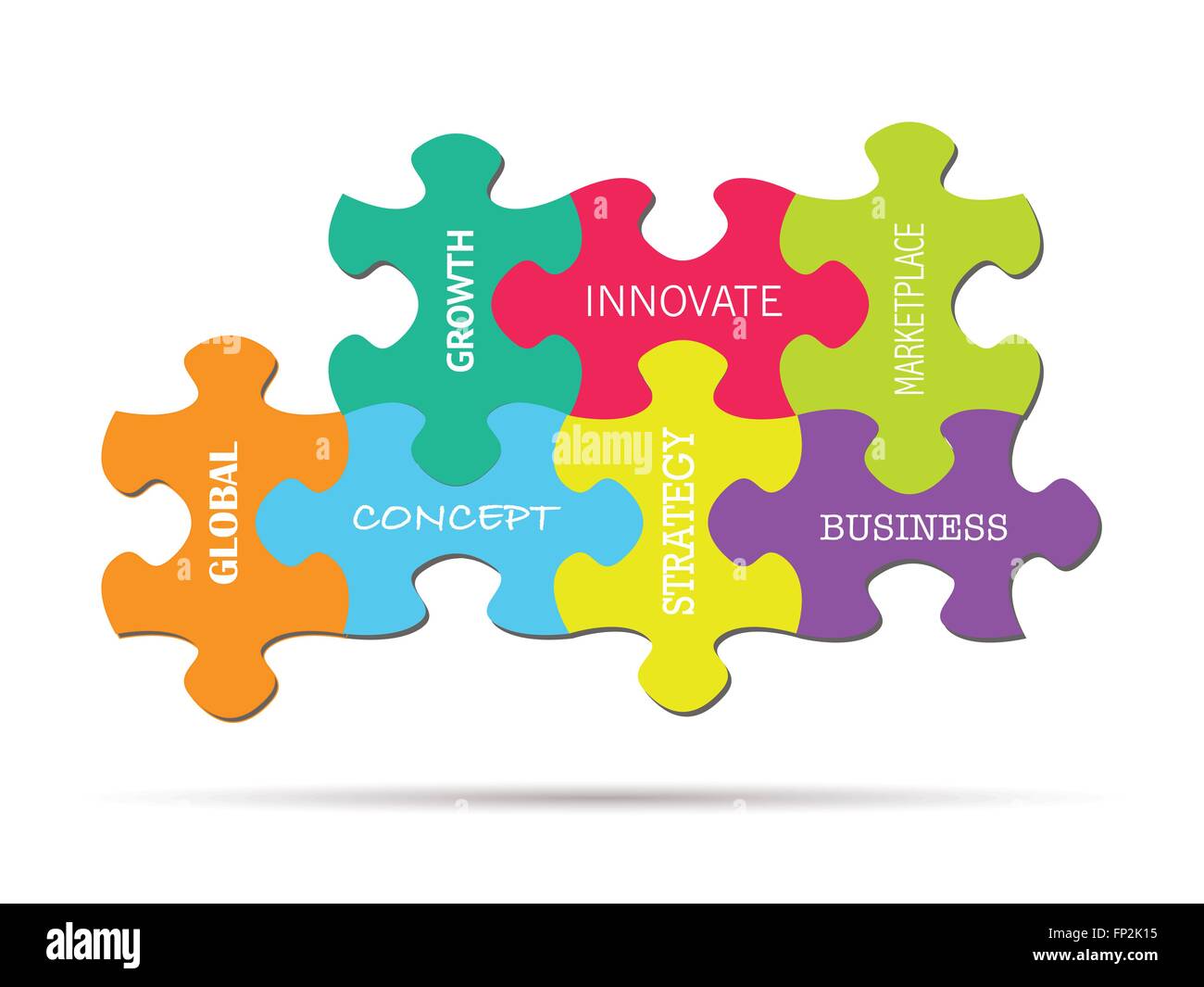 Illustration of colorful puzzle pieces with business concepts isolated ...