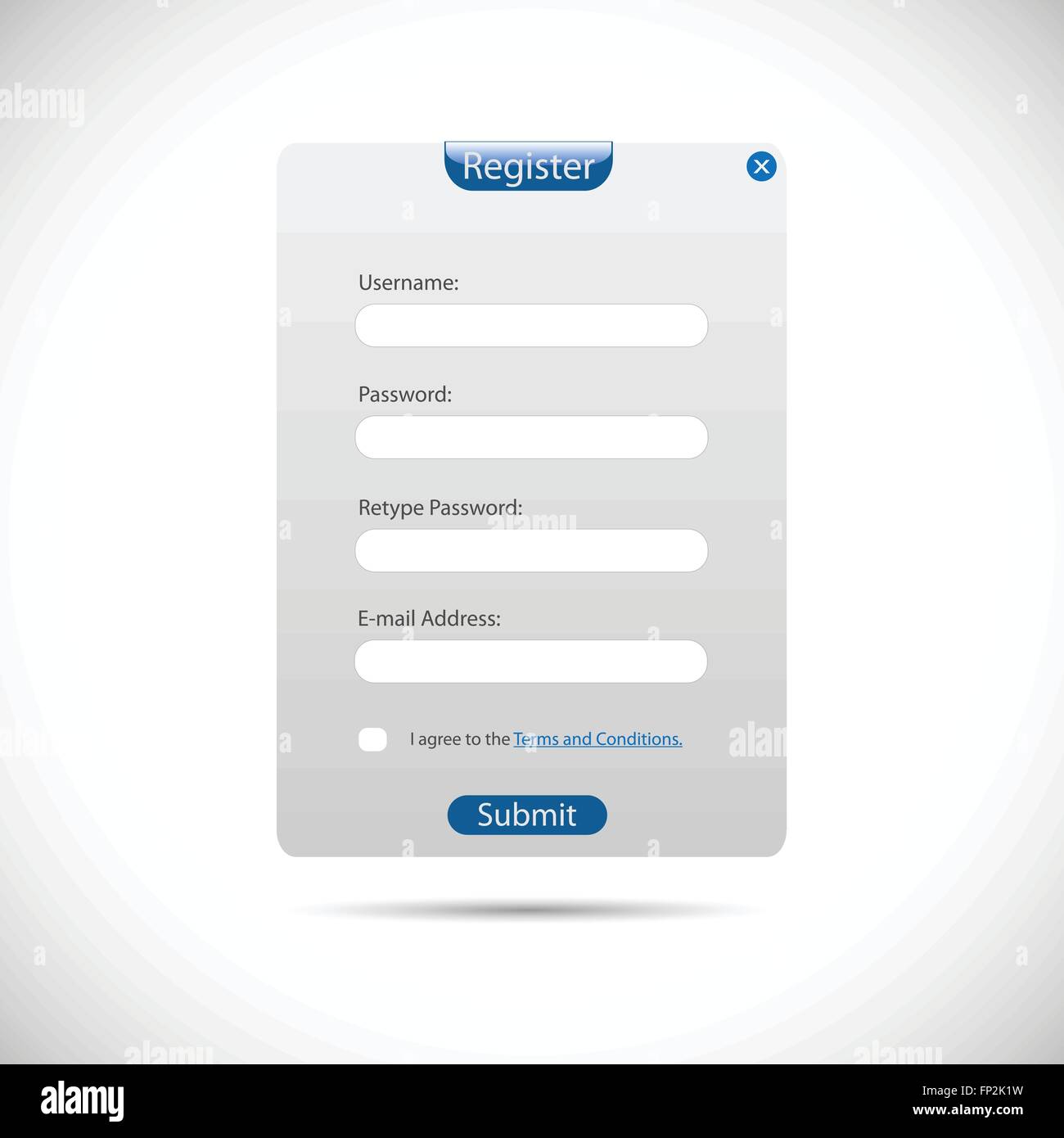 Illustration of a web register panel isolated on a white background ...