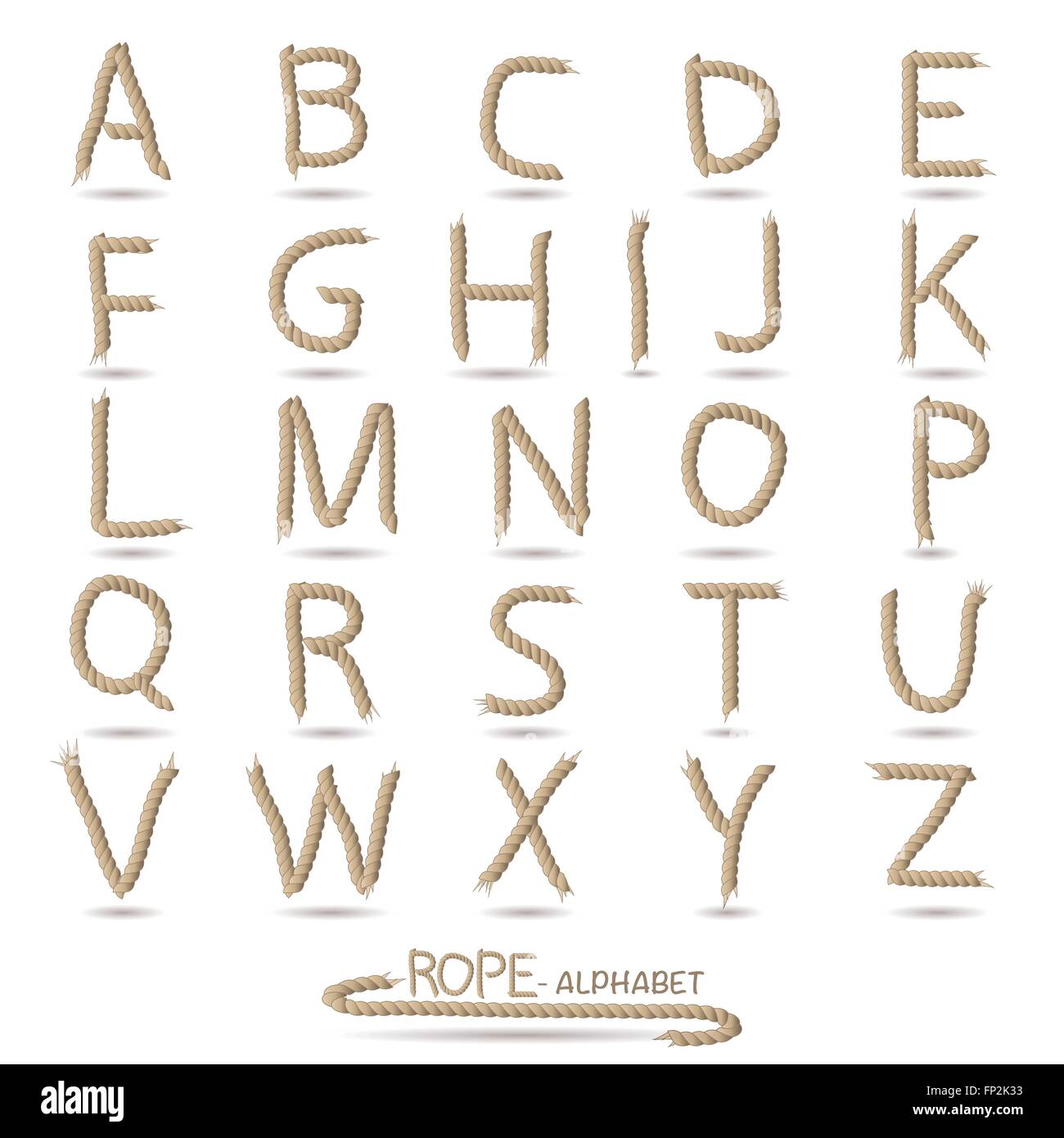 Illustration of a rope alphabet isolated on a white background Stock ...