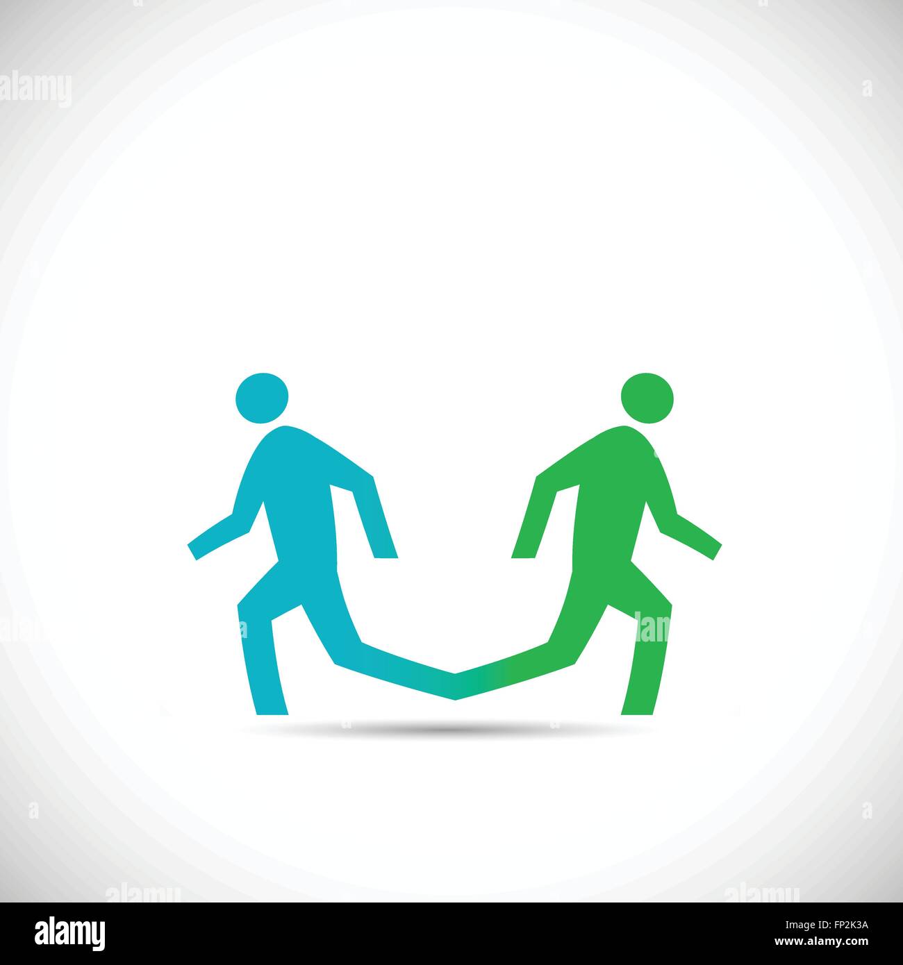 Illustration of an abstract design of two running figures isolated on a ...