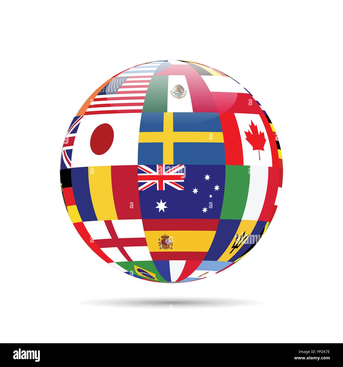 Illustration of a sphere with flags isolated on a white background ...