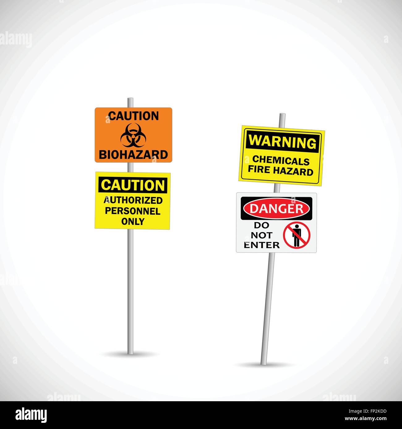 Illustration of warning and caution signs isolated on a white ...