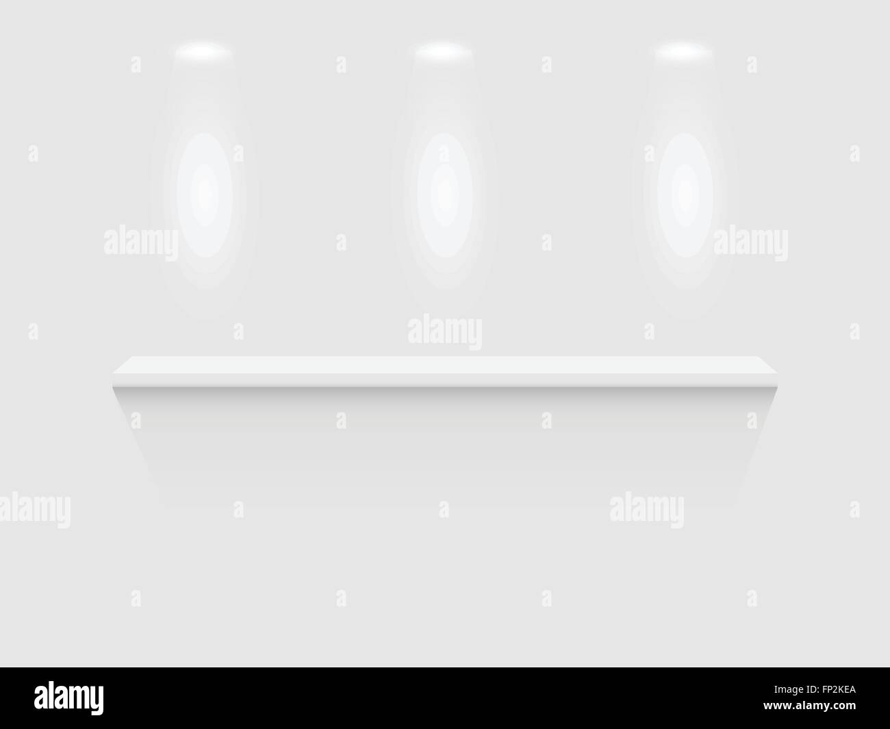 Illustration of a shelf isolated on a white wall background Stock ...