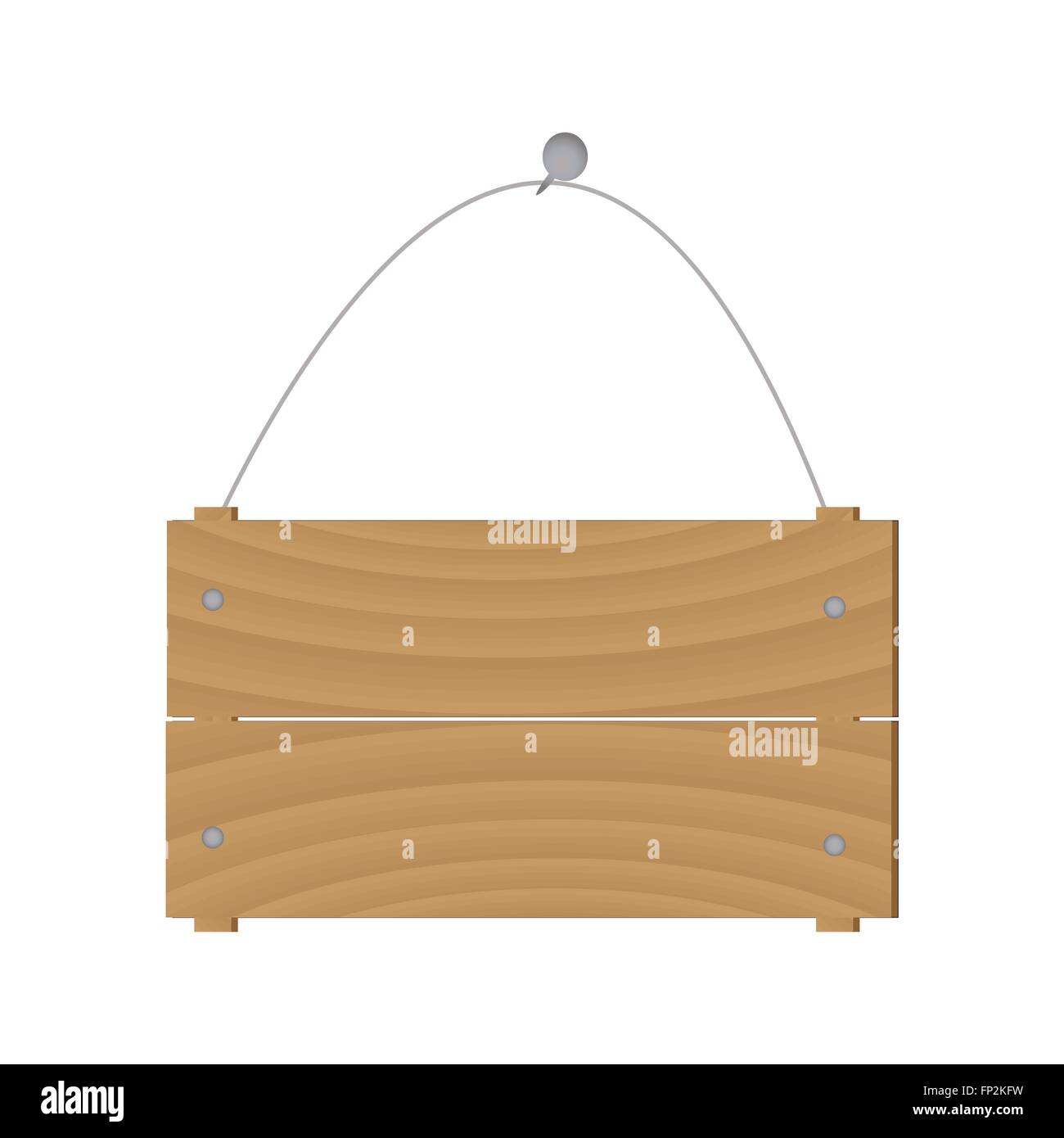 Illustration of a hanging wooden sign isolated on a white background ...