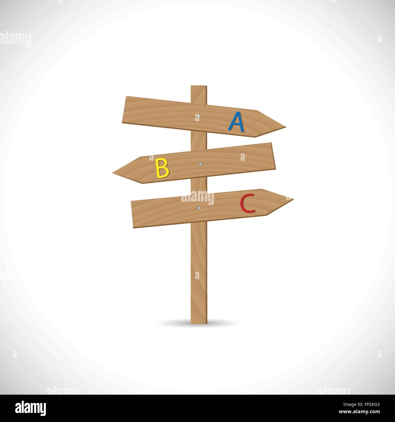 Illustration of a wooden signpost isolated on a white background Stock ...