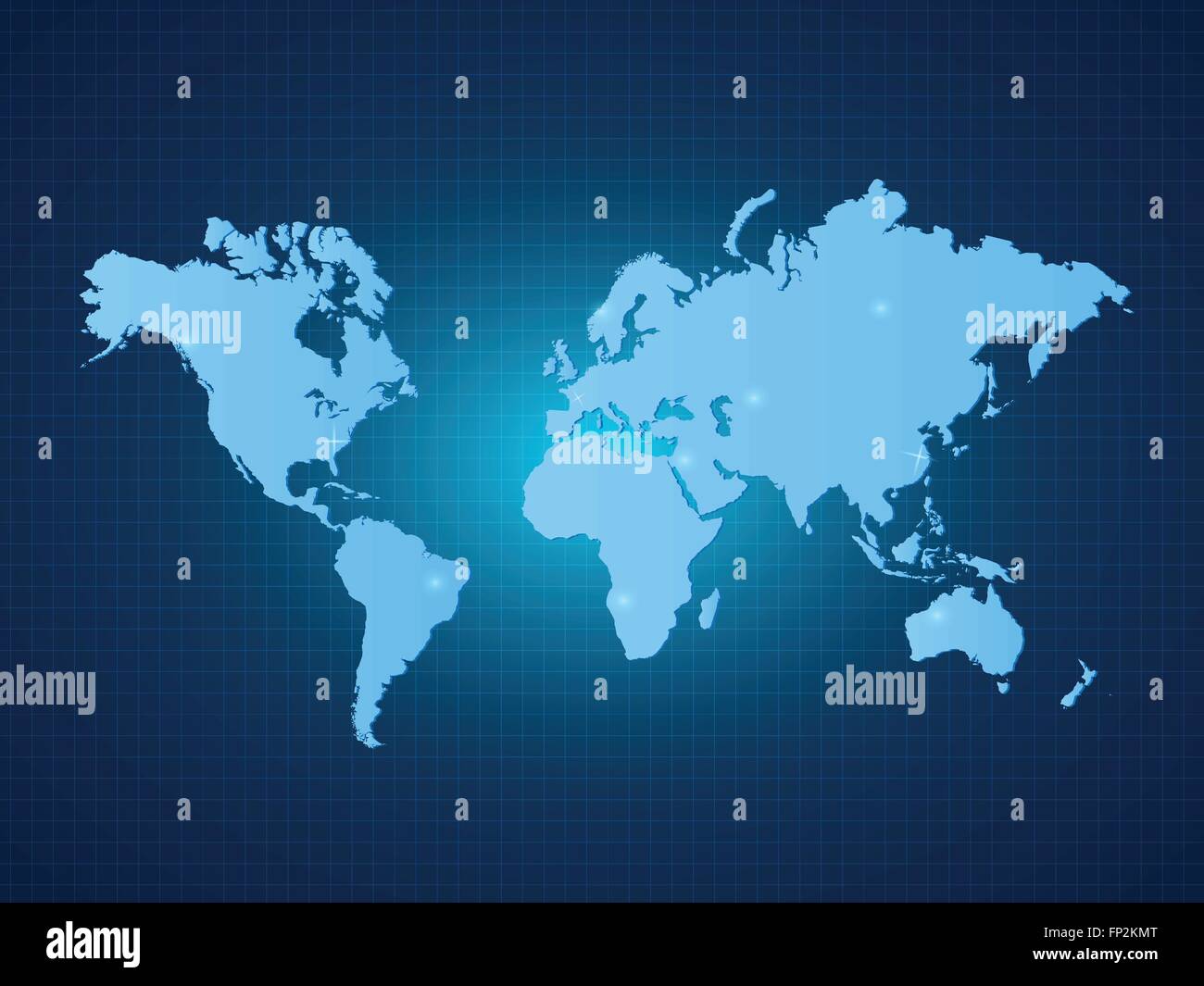 Illustration of the world map on a colorful blue background Stock ...