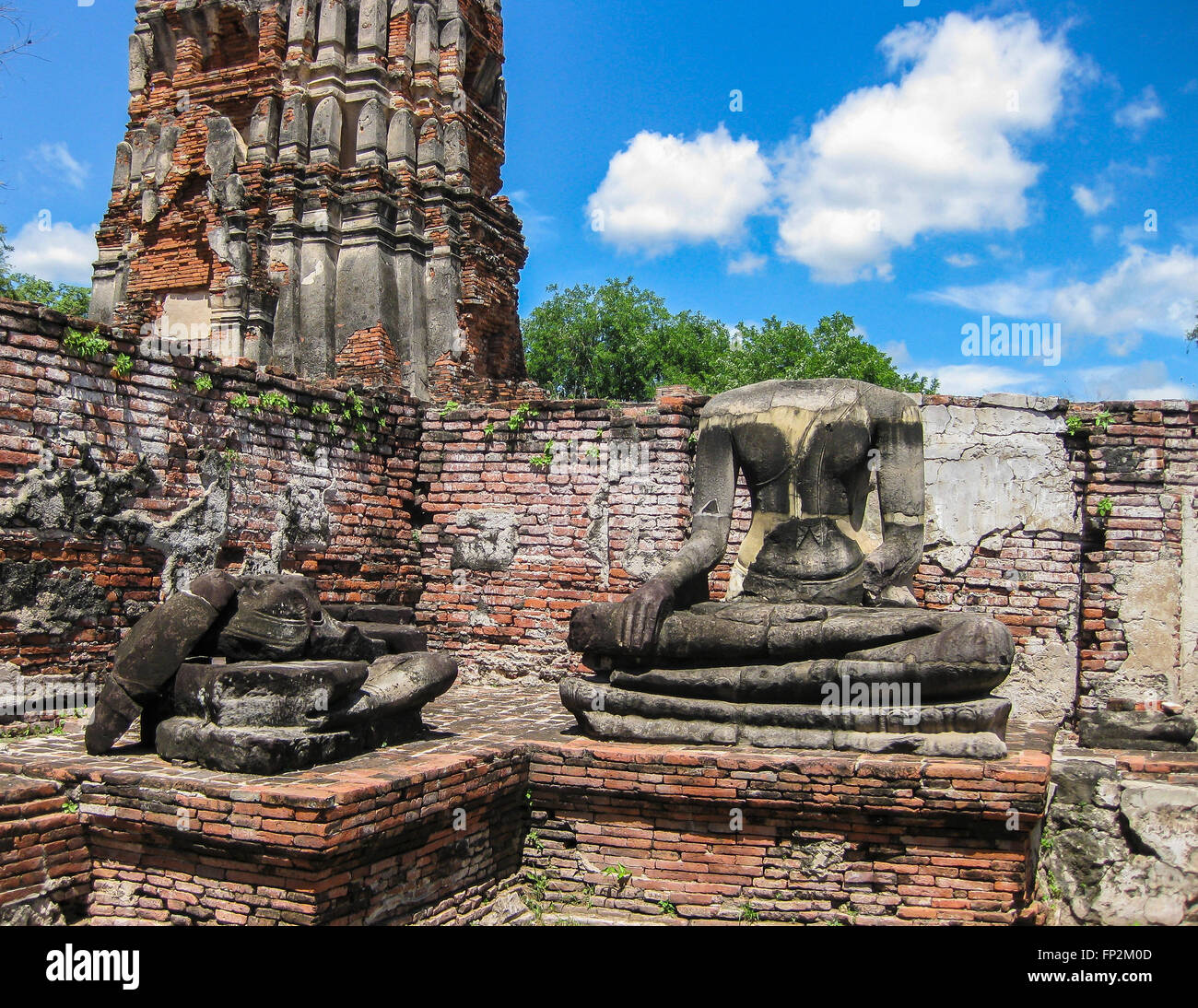 Buddhas in the ancient Siamese city of Ayutthaya in Thailand Stock ...
