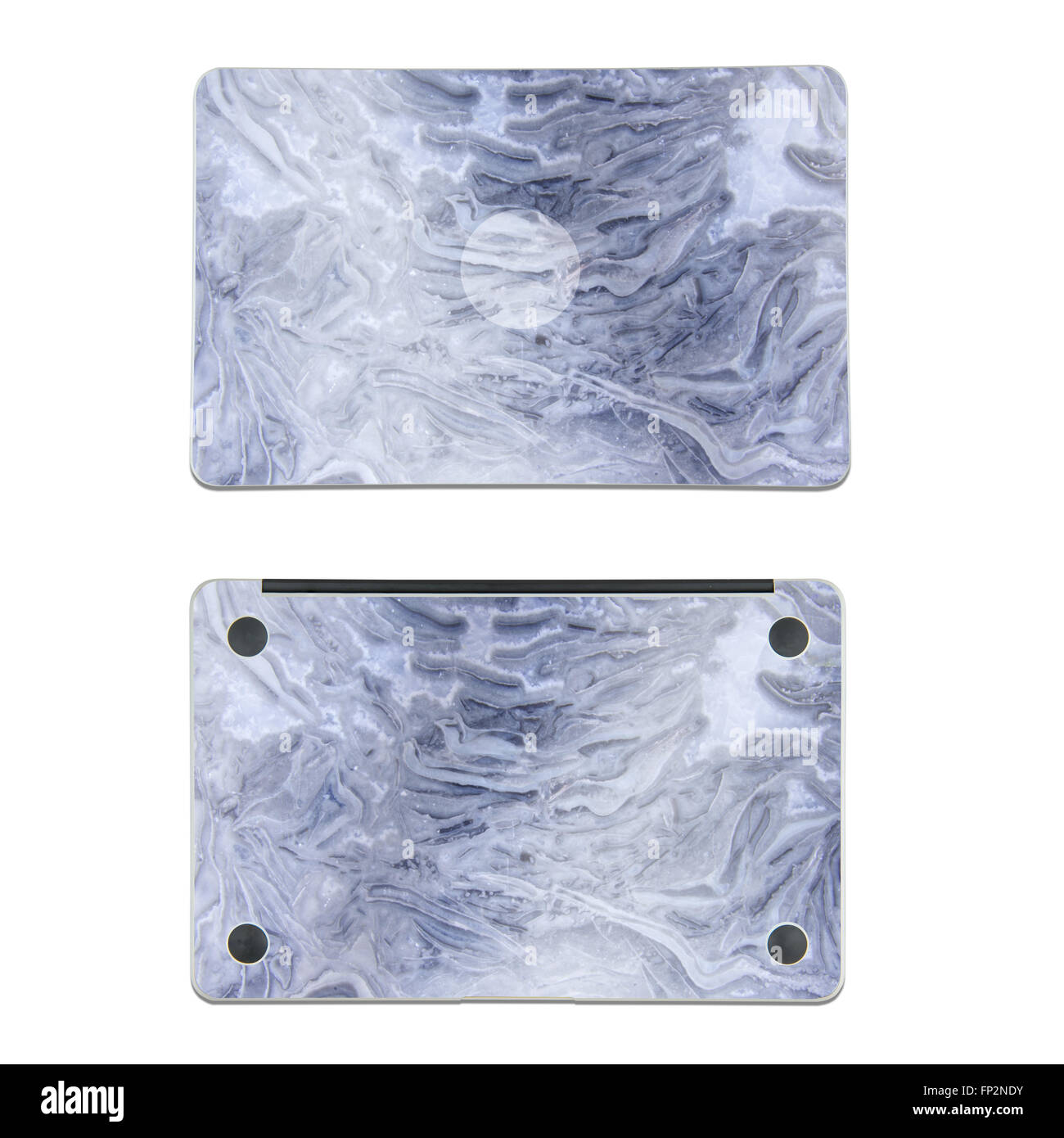 marble texture case for laptop on white background Stock Photo - Alamy