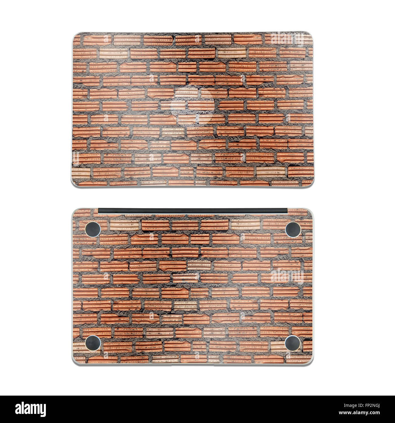 brick sticker texture case for laptop on white background Stock Photo ...