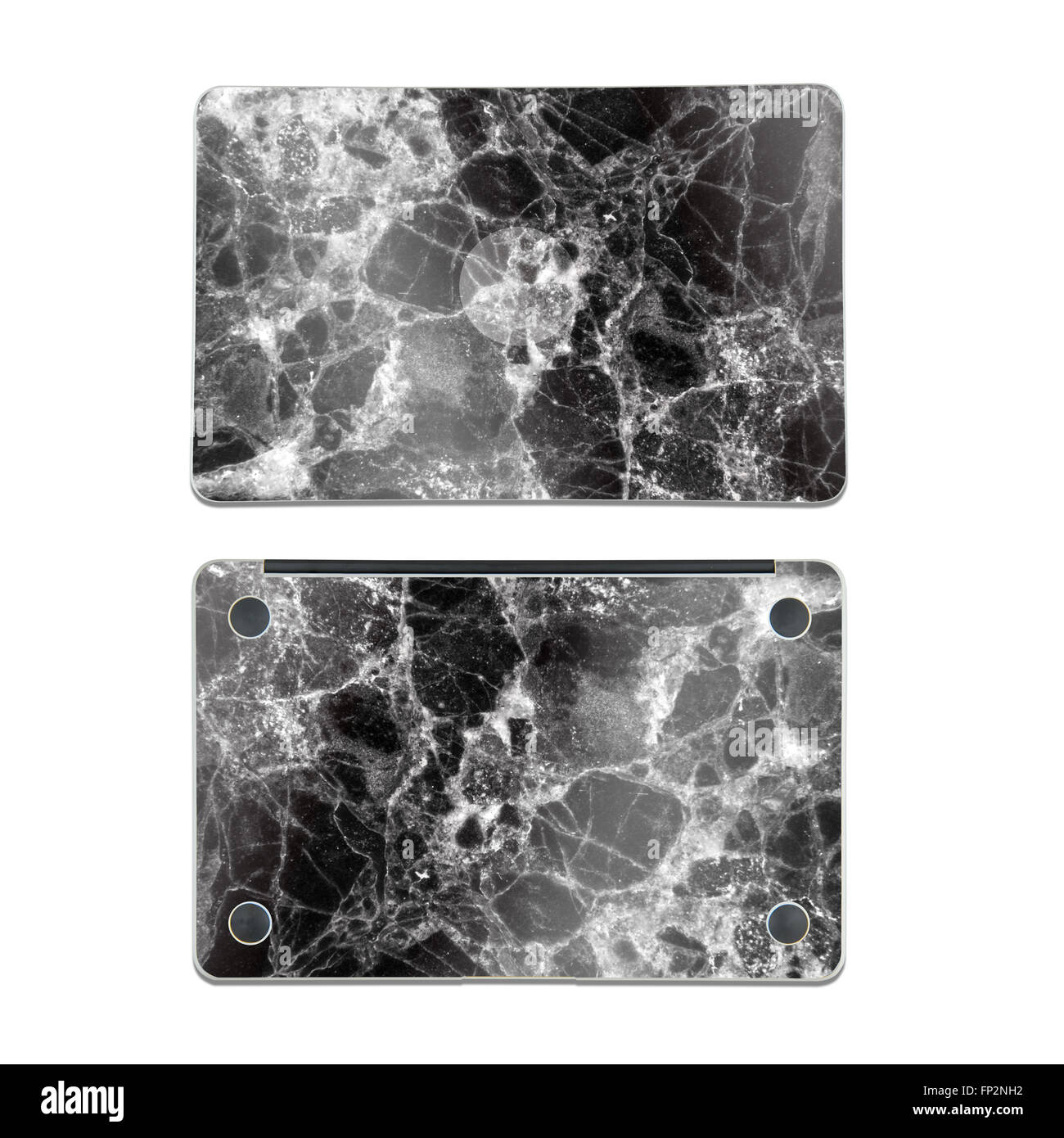 marble texture case for laptop on white background Stock Photo - Alamy