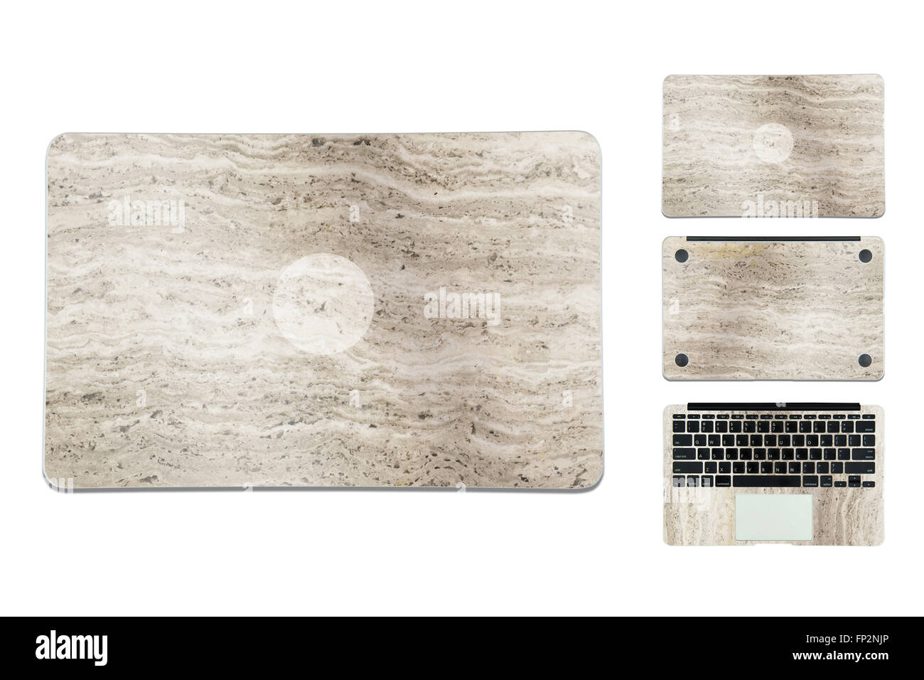 marble texture case for laptop on white background Stock Photo - Alamy