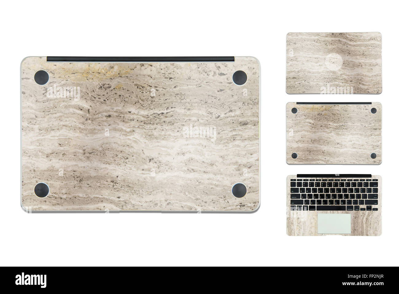 marble texture case for laptop on white background Stock Photo - Alamy
