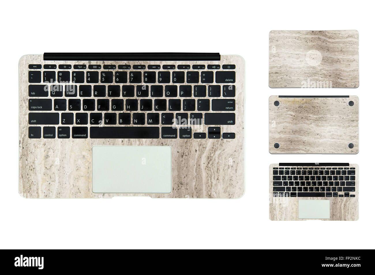 marble texture case for laptop on white background Stock Photo - Alamy