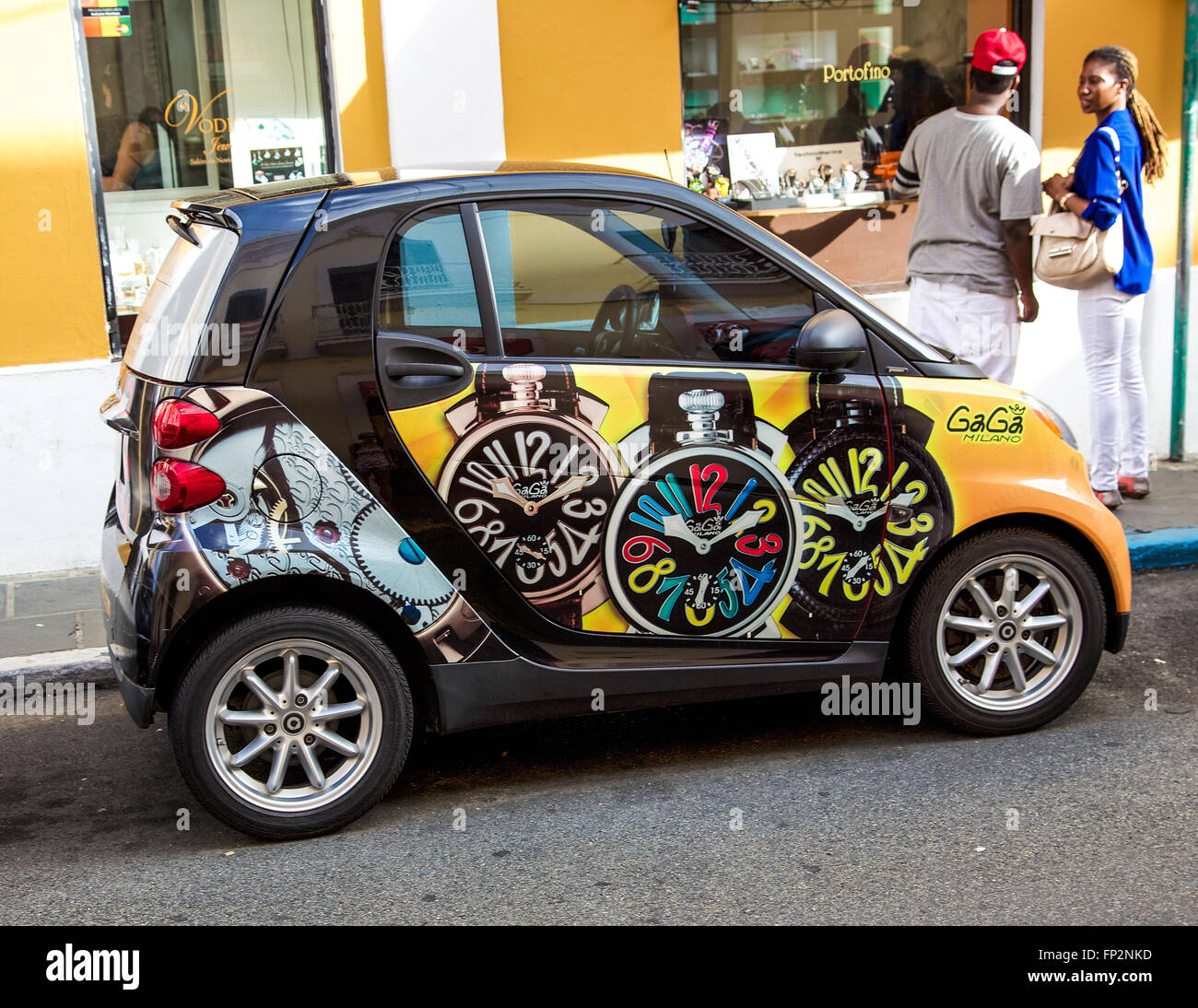 Funky Car with Clocks Painted on it, Old San Juan, Puerto Rico Stock ...
