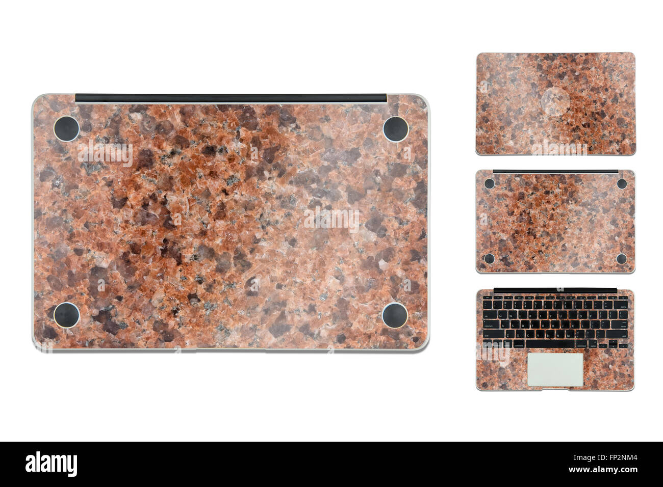 marble texture case for laptop on white background Stock Photo - Alamy