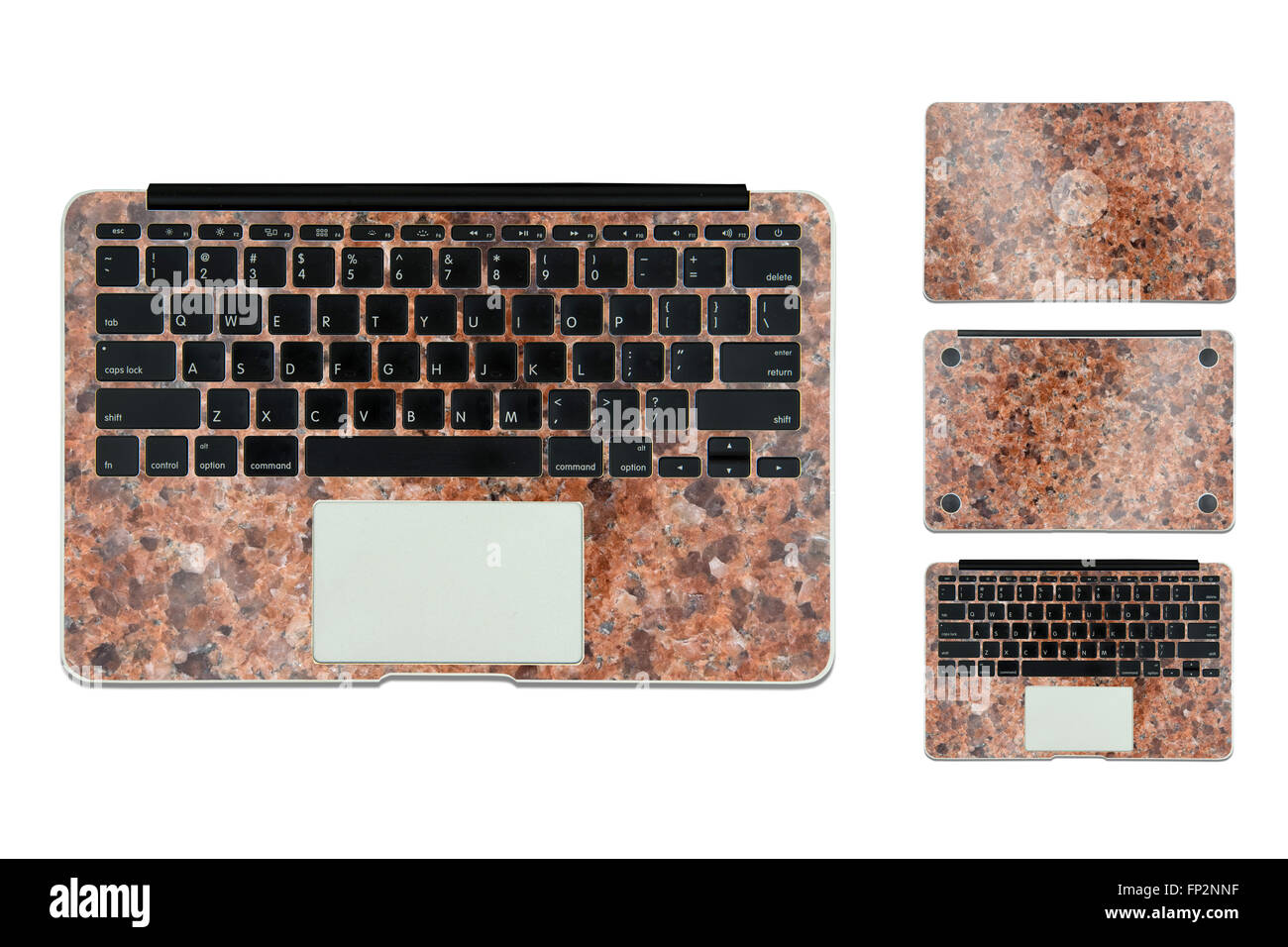 marble texture case for laptop on white background Stock Photo - Alamy