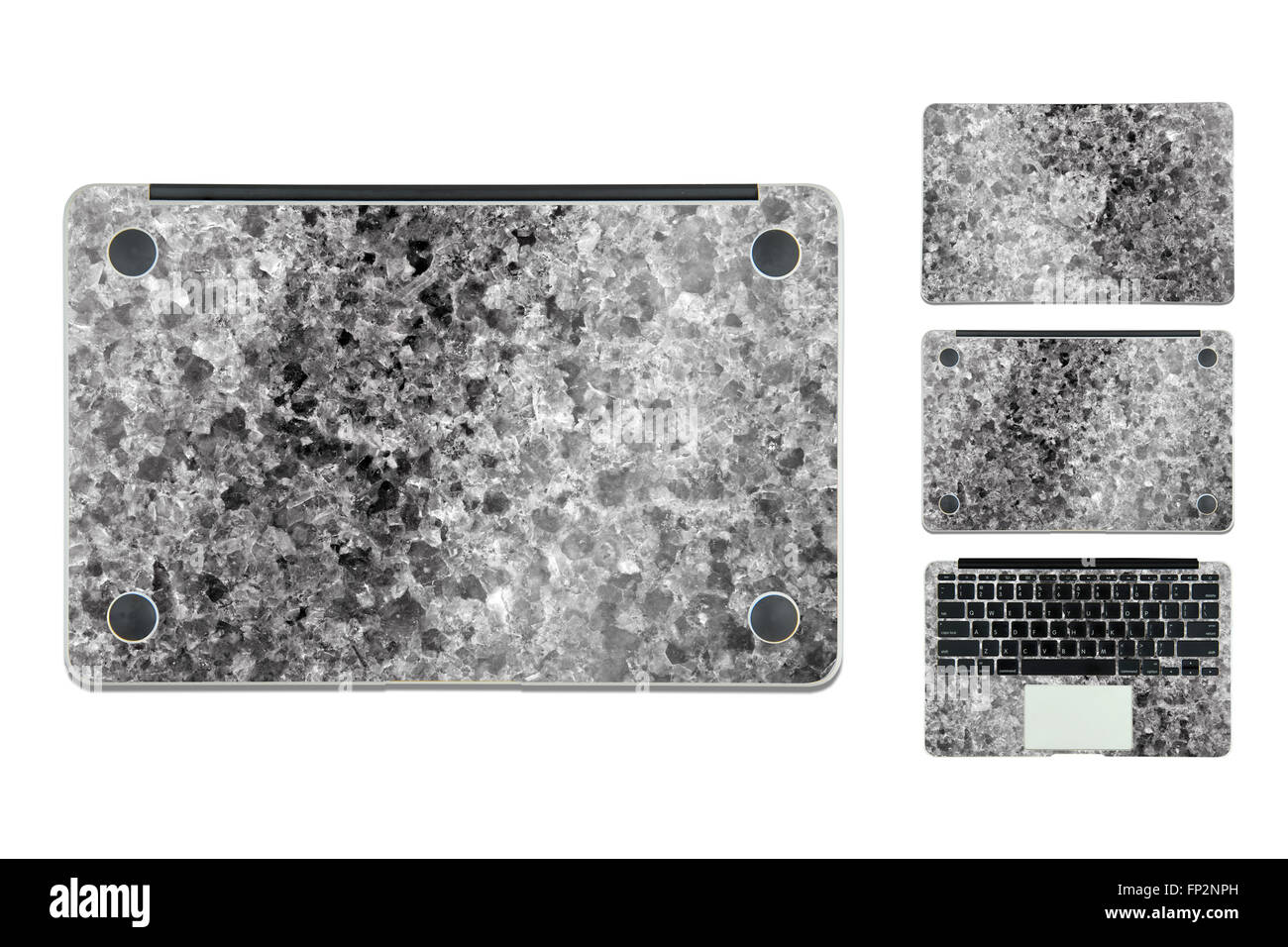 marble texture case for laptop on white background Stock Photo - Alamy