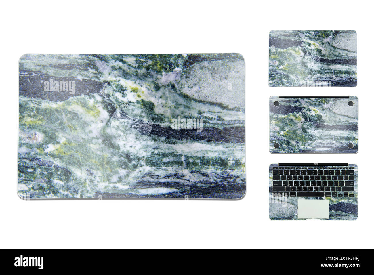 marble texture case for laptop on white background Stock Photo - Alamy
